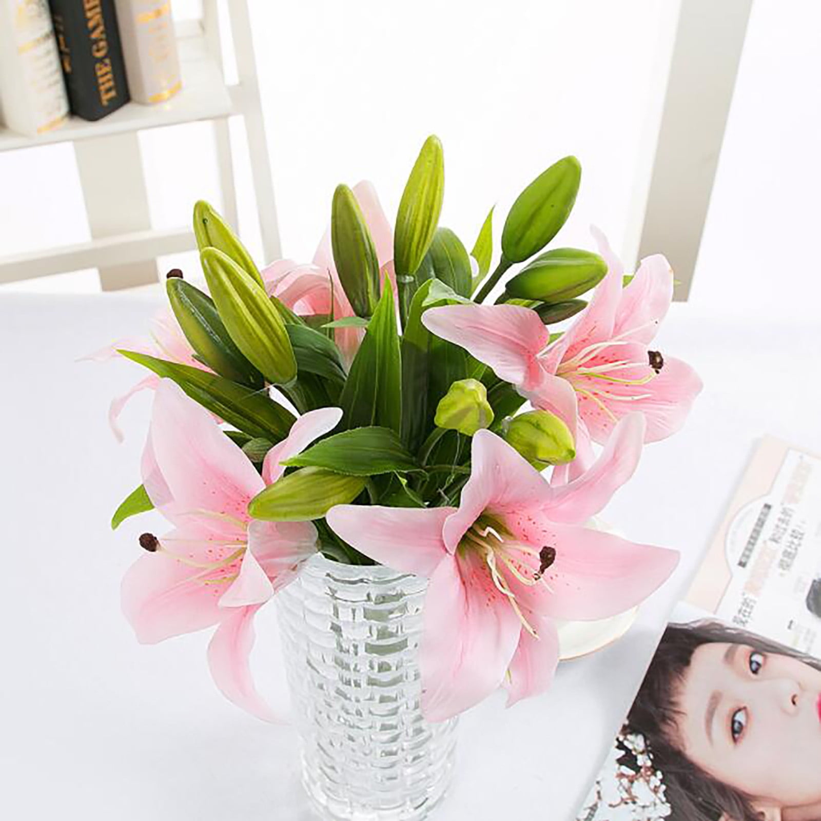 Aufmer 3PCS Artificial Tiger Lily ,4 Color Real Touch Lily Easter Lily ...
