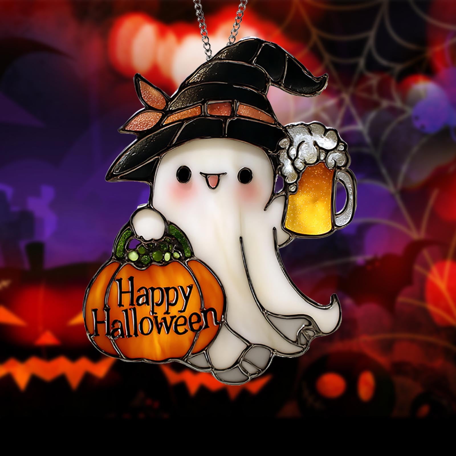 Aufmer 4 pcs Halloween Hanging Ghost Decorations, Outside Cute Flying ...