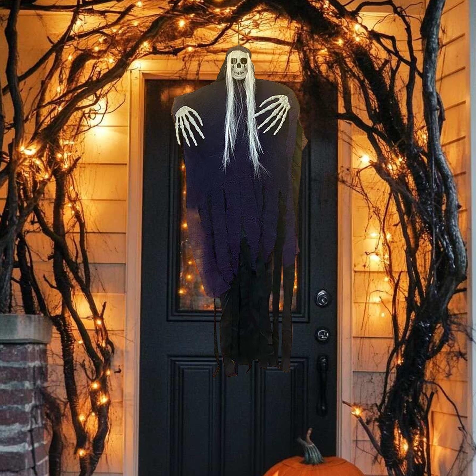 Aufmer 5 Pcs Halloween Hanging Grim Reapers with LED Light - Flying ...