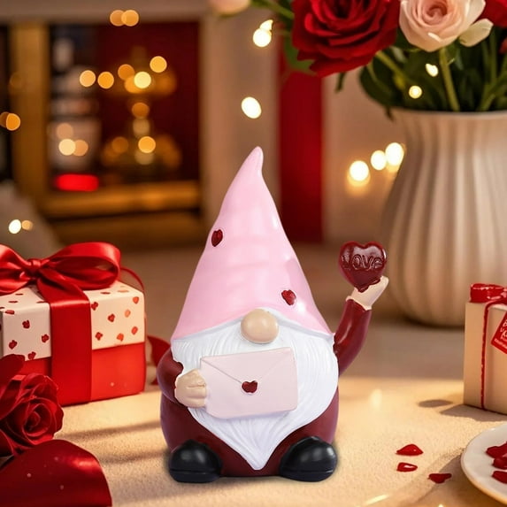 Aufmer 5 Pcs Pink Resin Dwarf Statue, Cute Desktop Ornament for ...