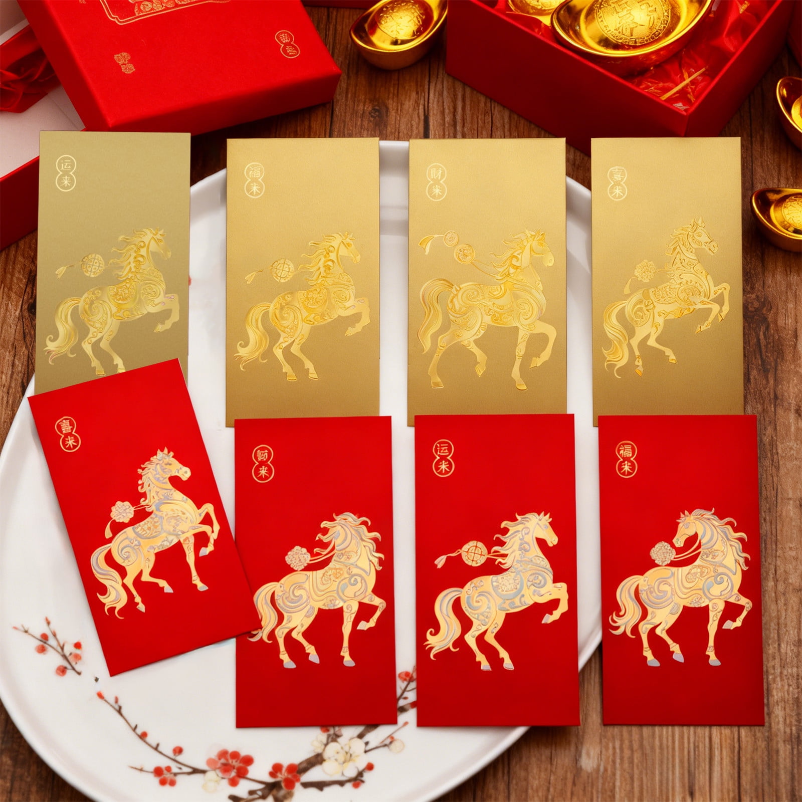 Aufmer 8 Pcs Chinese New Year Red Envelope Collection, Festive Money ...