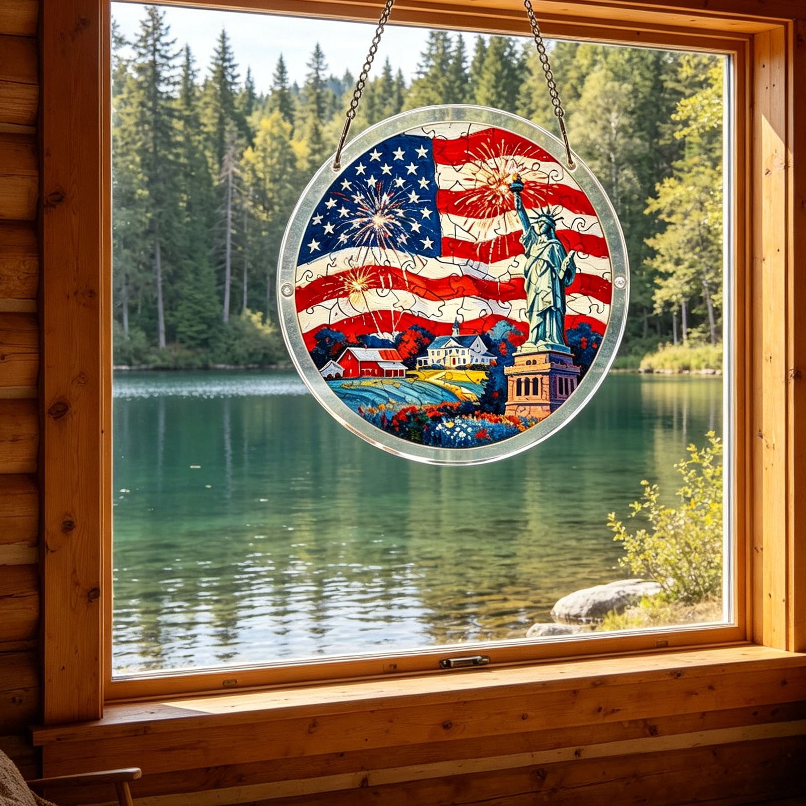 Aufmer 83Pcs Handmade Window Hanging Puzzle Colorful Light Catching ...