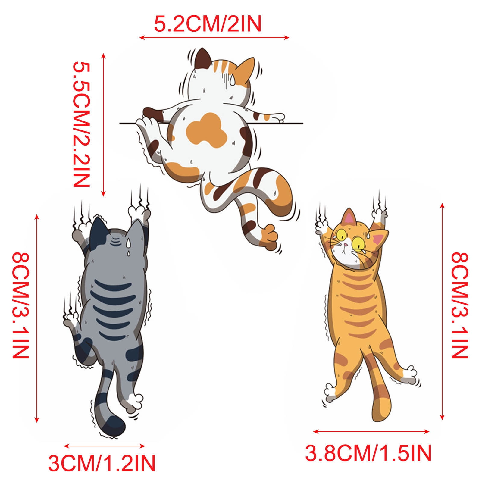 Aufmer Cartoon Cat Car Sticker, 3 Pack Vinyl Funny Auto Decals Bumper ...
