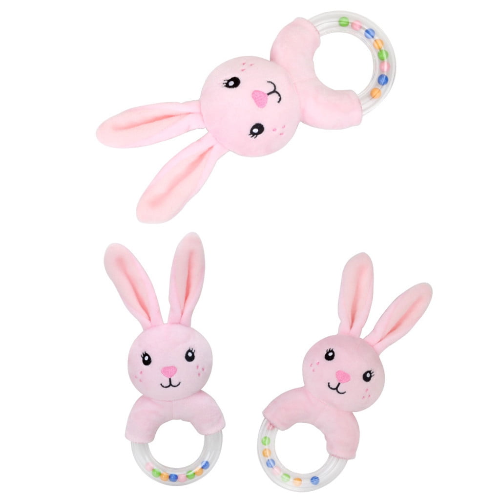 Aufmer Cute Baby Rattle Rabbit Plush Baby Cartoon Baby Toy Education ...