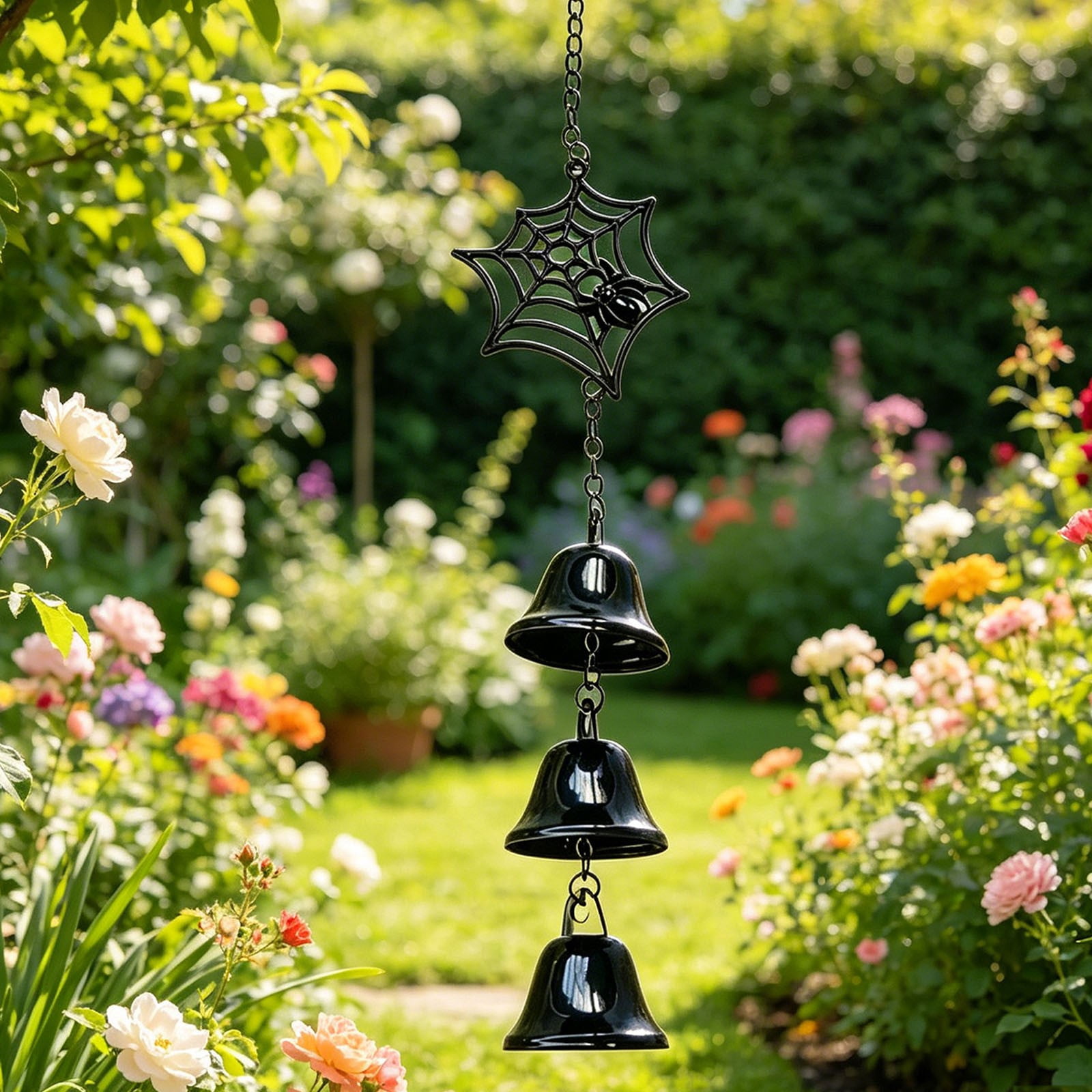 Aufmer Halloween Metal Wind Chime Ghost Themed Hanging Bell Outdoor ...