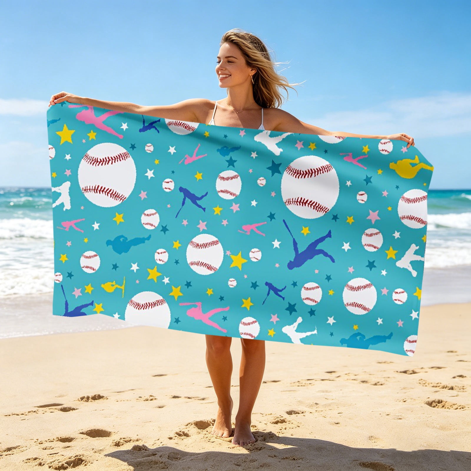 Aufmer Lightweight Travel Printed Swim Towel Super Soft Fabric Making ...