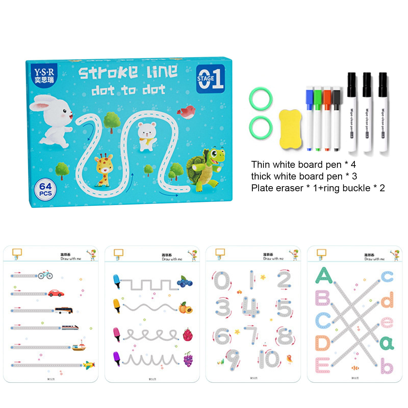 Aufmer Magical Tracing Set - Reusable Pen And Eraser - Practice Tracing Books For Kids Tracing ...