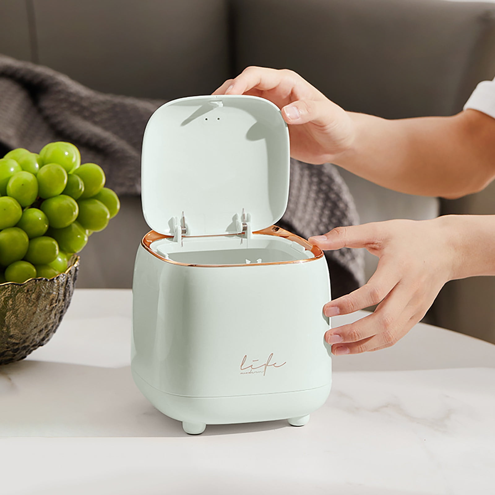 Aufmer Mini Trash Can With Lid - Removable Small Garbage Can┃Plastic ...