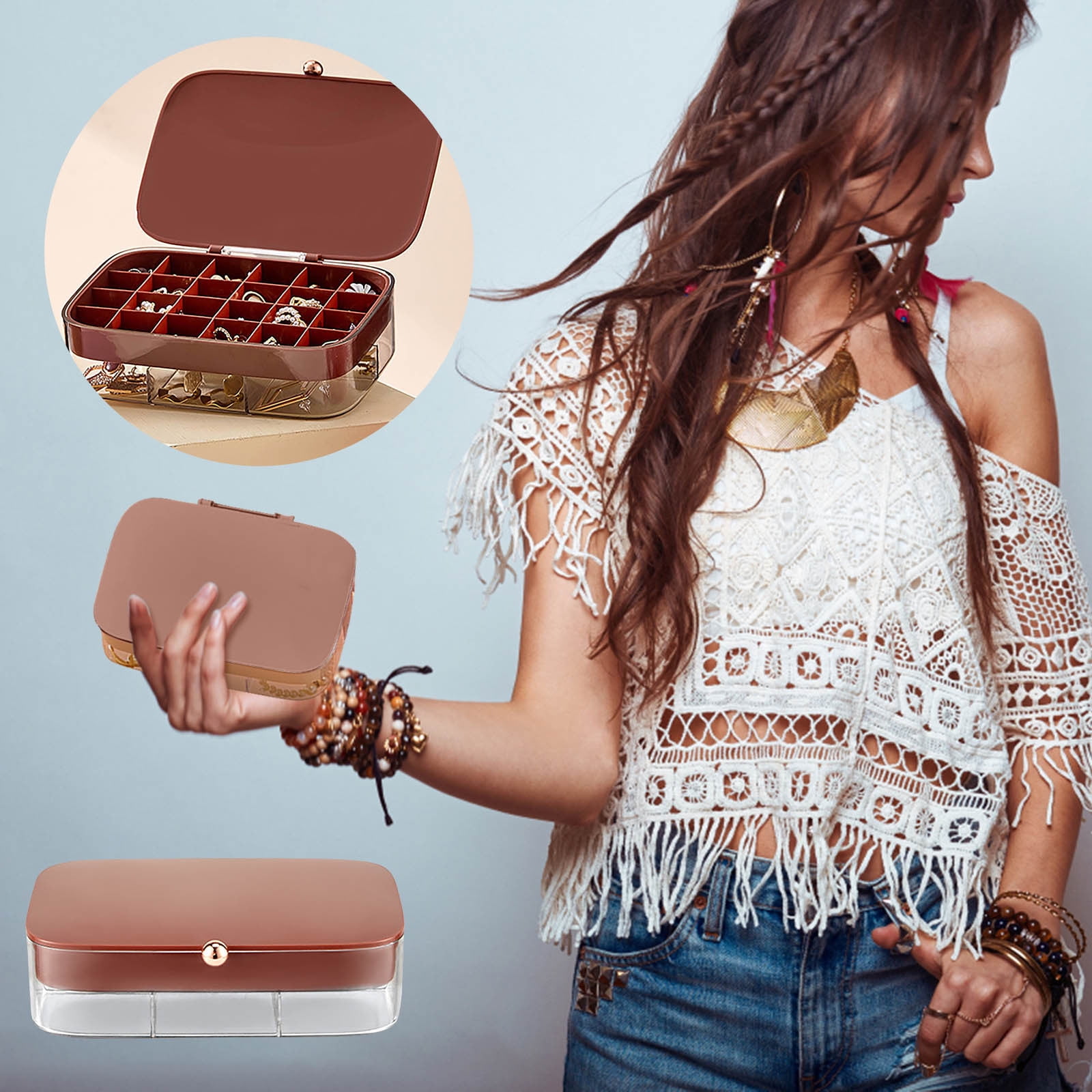 Aufmer Multi Layer Jewelry Storage Box Multi Compartment Large Capacity ...