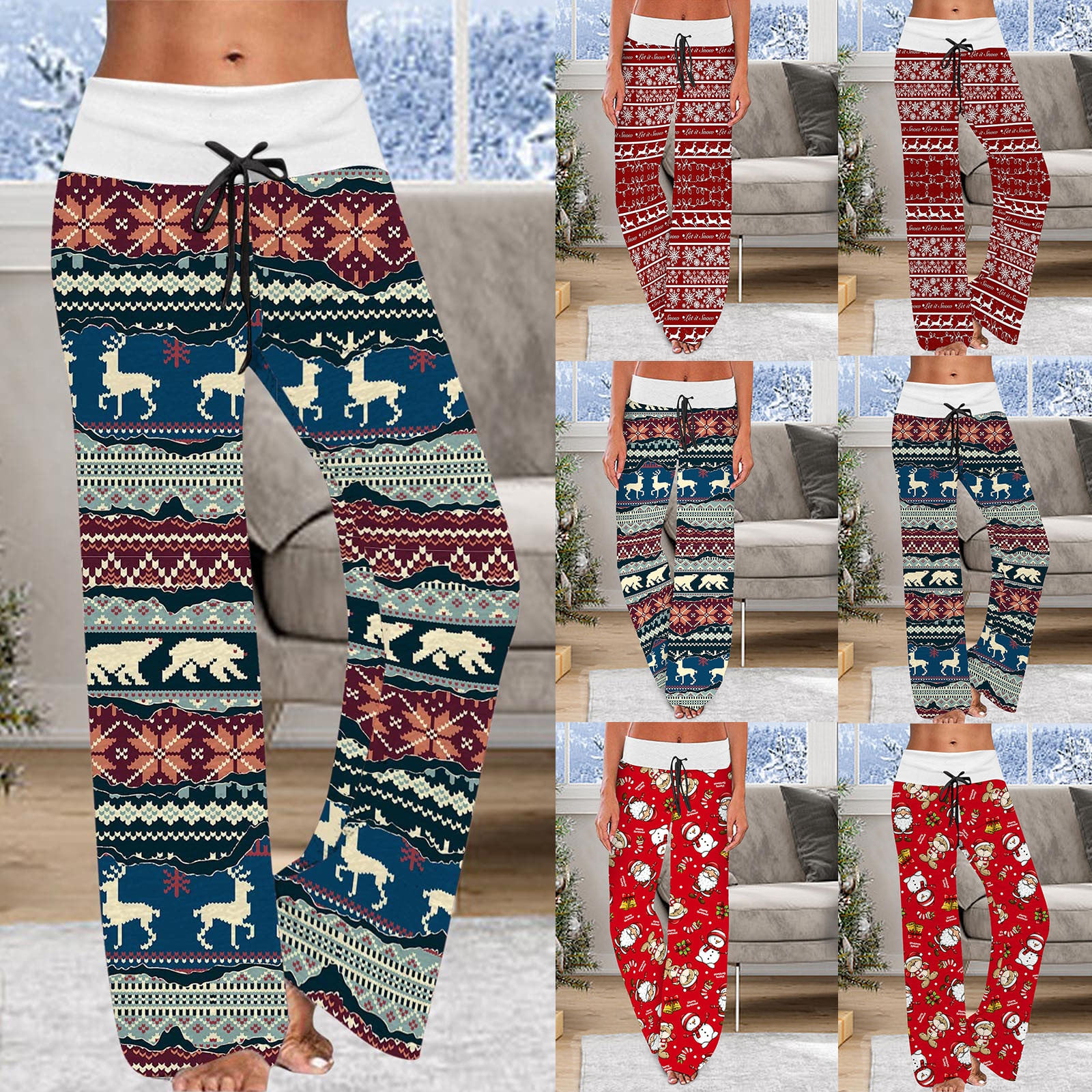 Aufmer Pants for Women Clearance Elastic Waist Wide Leg Pants Extra ...