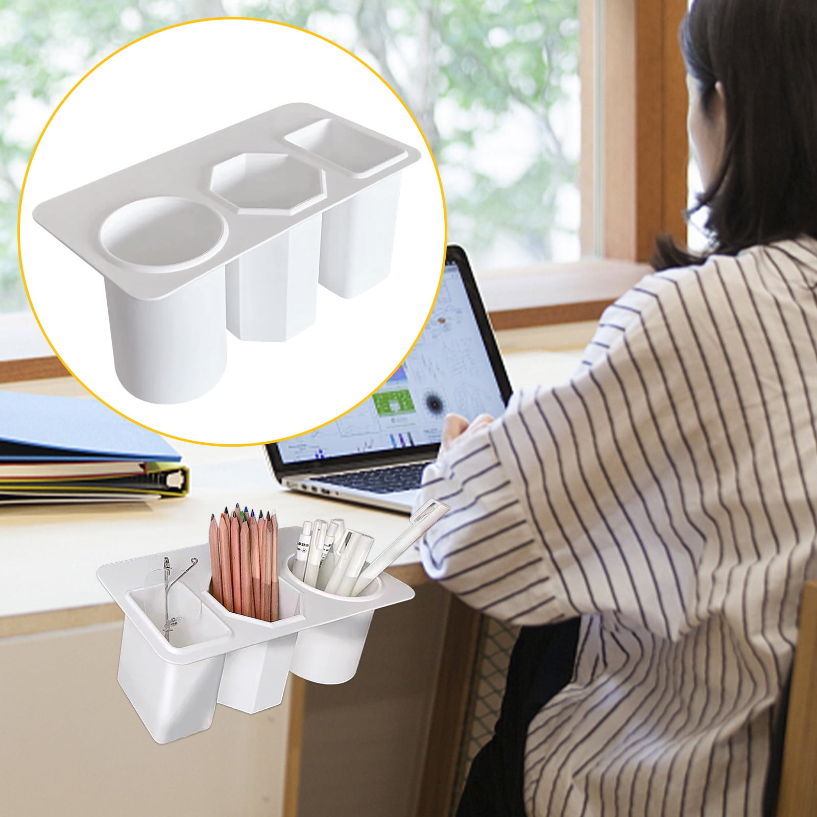 Aufmer Plastic Pencil Holder 3 Compartments┃Pencil┃Rigid Pen┃Eraser ...