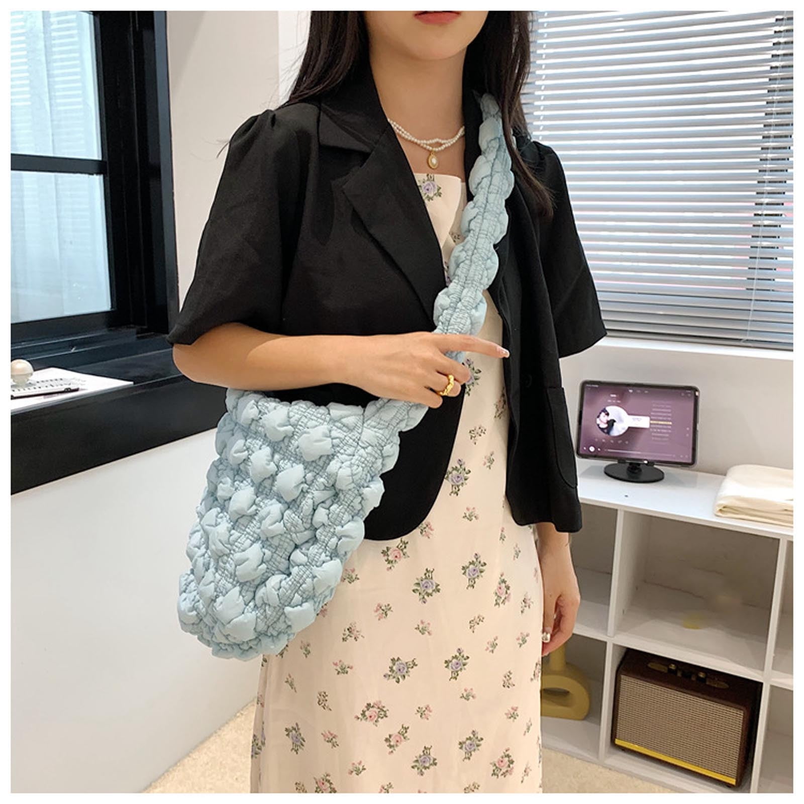 Aufmer Quilted Tote Bags For Women Lightweight Quilted Padding Shoulder ...