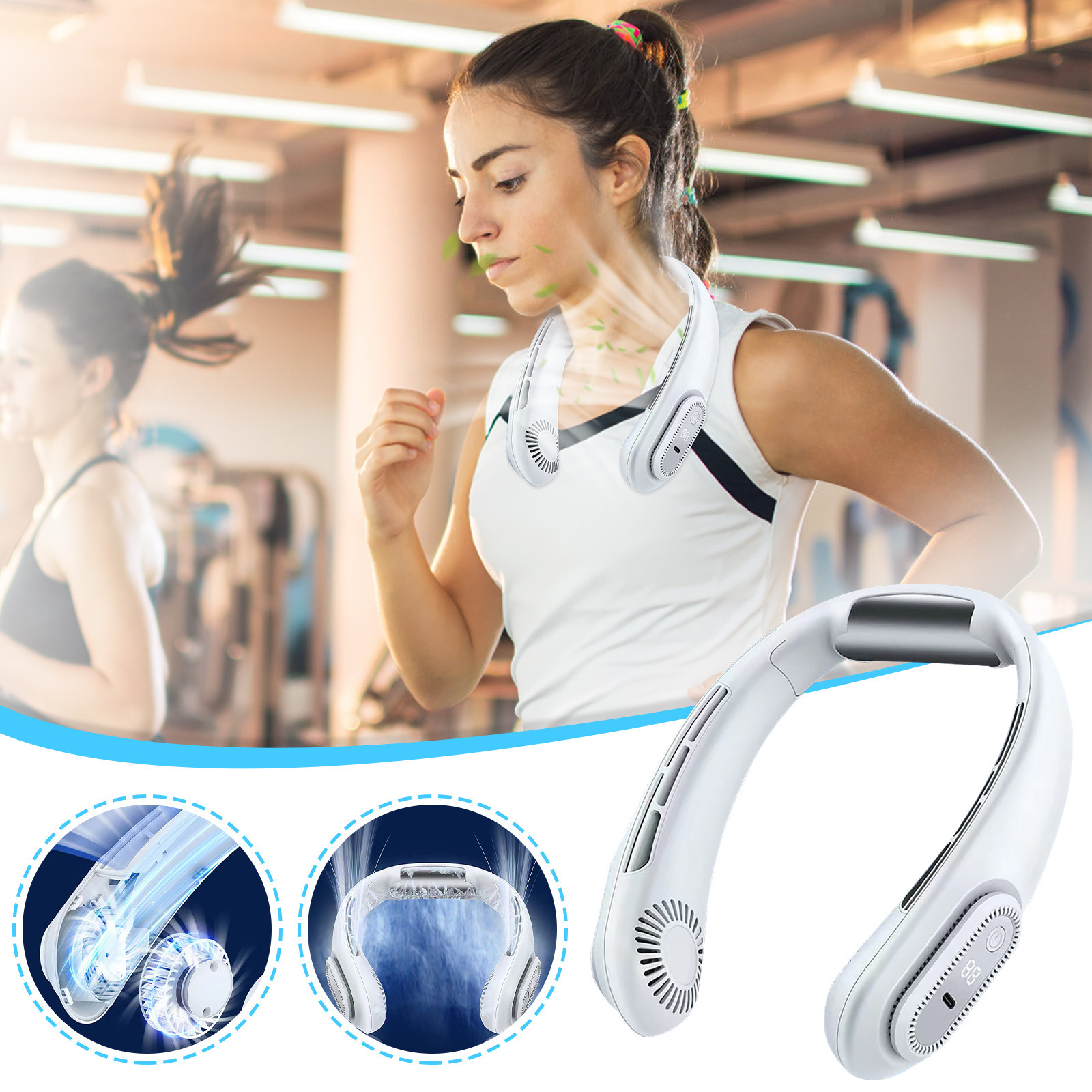 Aufmer Refrigeration Usb Charging Leafless Hanging Neck Small Fan Ultra ...