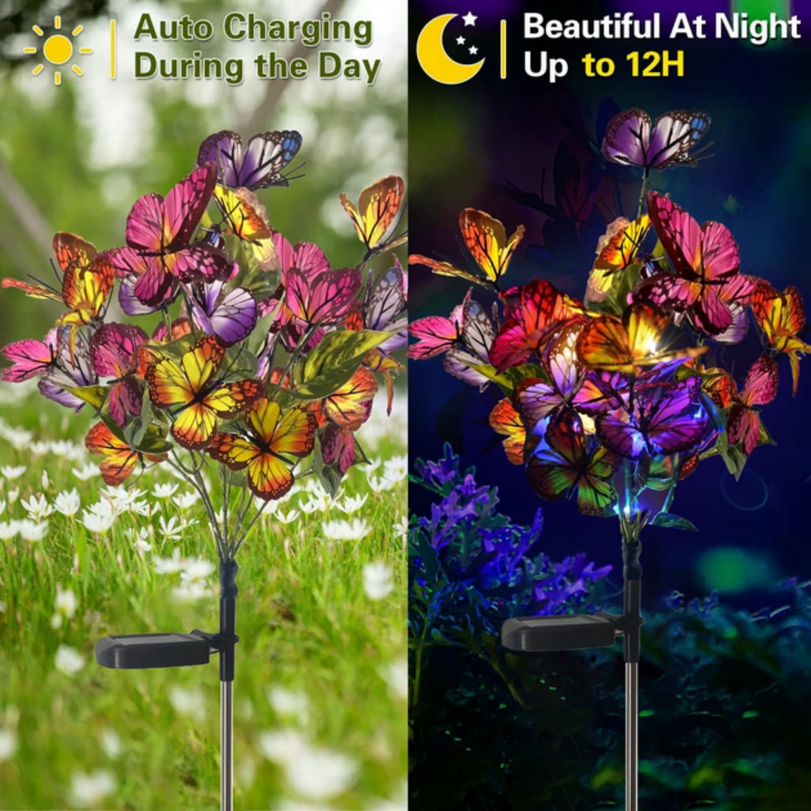 Aufmer Solar Ground Insert Garden Glow Light Waterproof Landscape ...