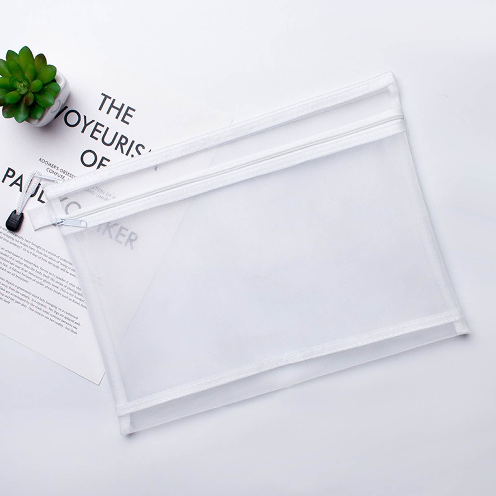 Aufmer Transparent Double-layer Mesh File Bag┃Information Bag┃Zipper ...