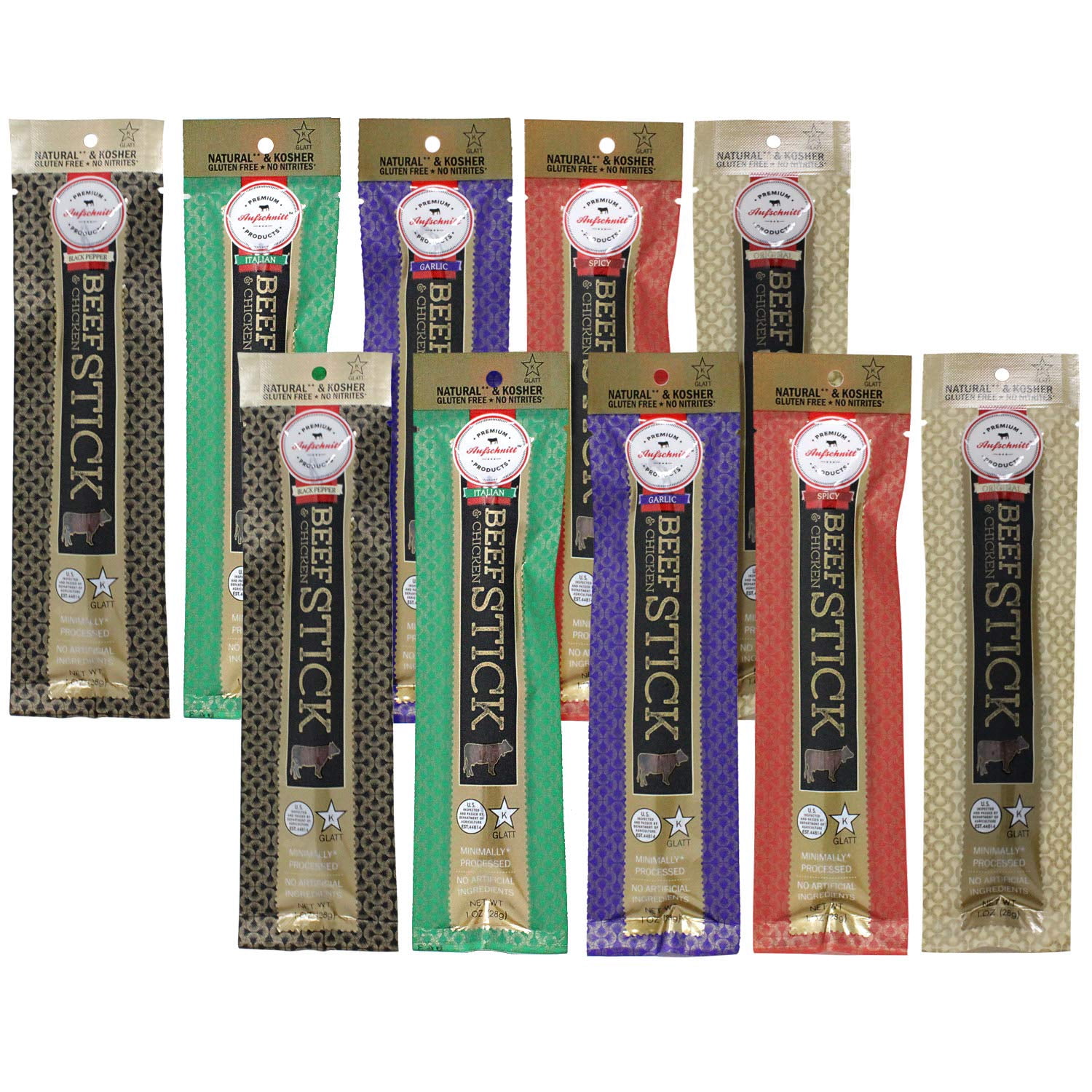 Aufschnitt Grass Fed Beef BCF26 Jerky Sticks - Low Sodium, Certified ...