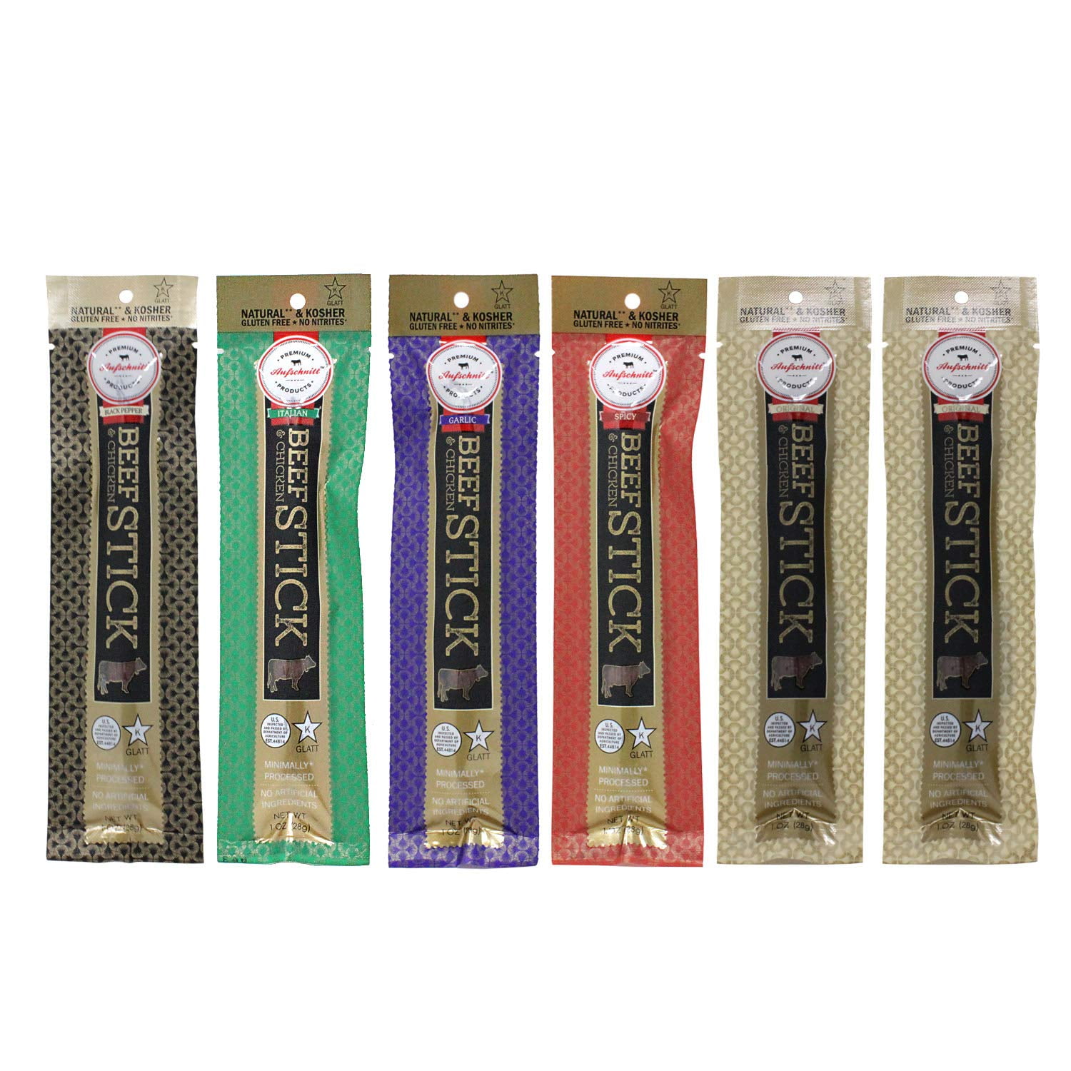 Aufschnitt Grass Fed Beef ESF27 Jerky Sticks - Low Sodium, Certified ...