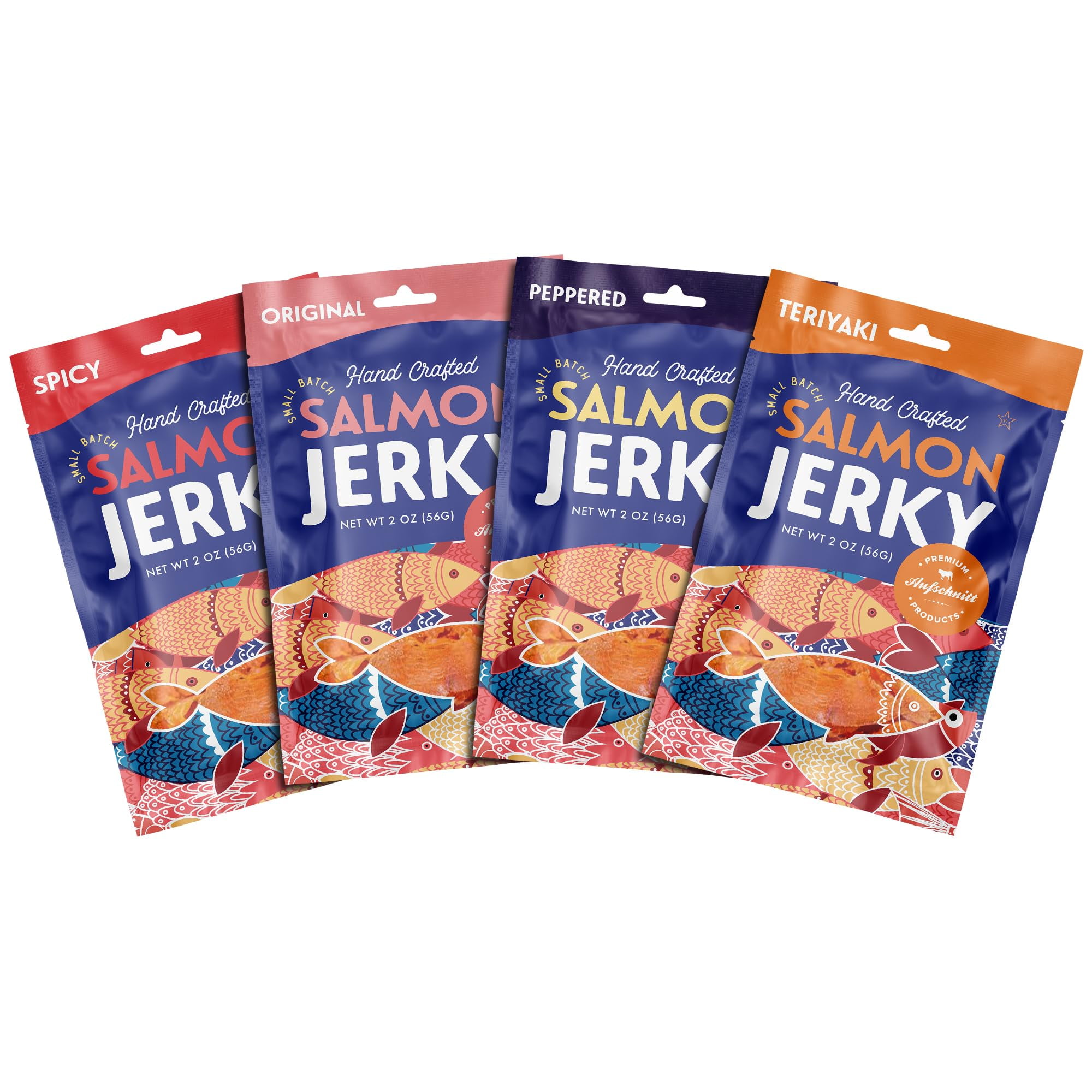 Aufschnitt Kosher Salmon Jerky DPF11 Variety Pack - Spicy, Original ...