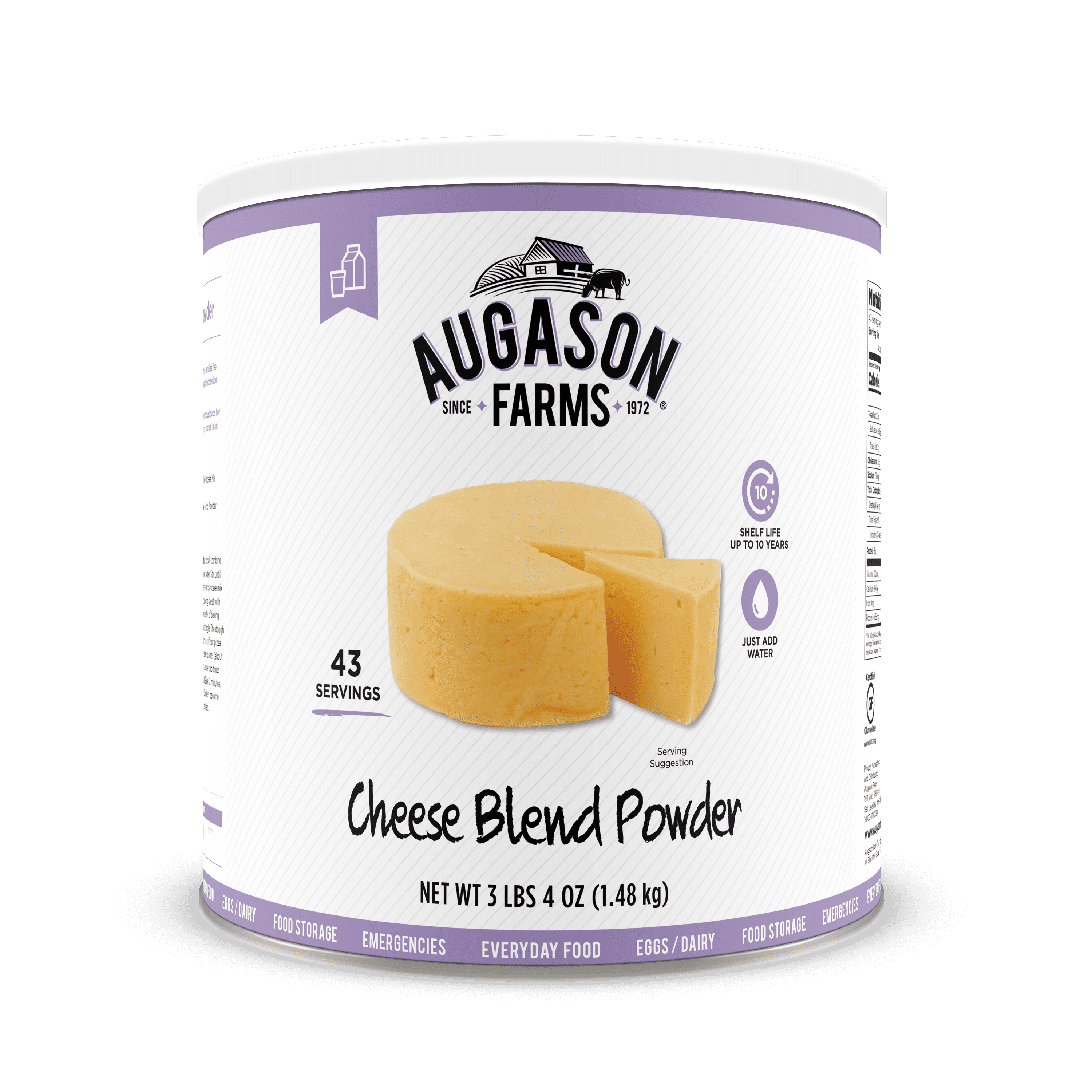 Augason Farms Cheese Blend Powder Certified Gluten Free Long Term Food ...