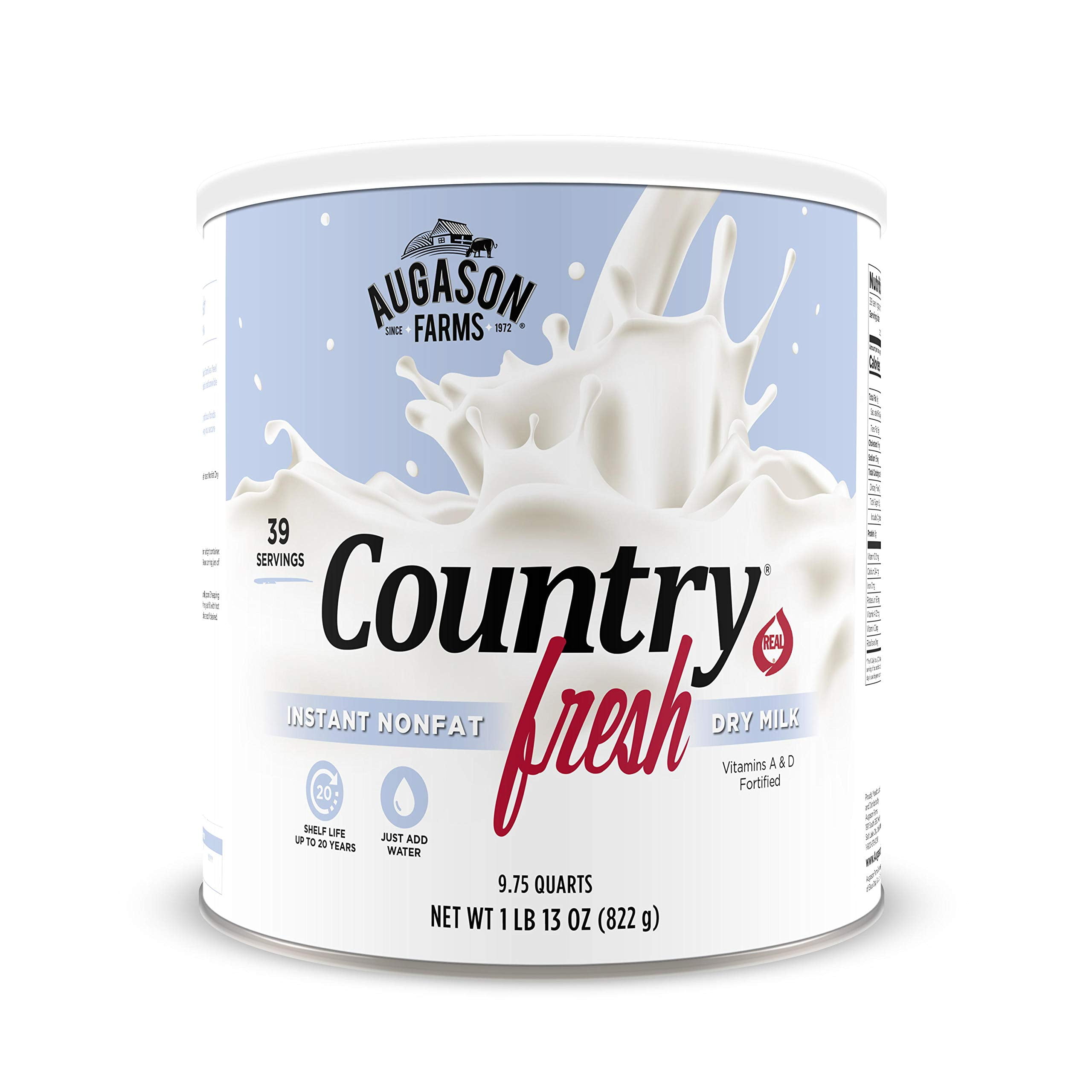 Augason Farms Country Fresh Instant Nonfat Dry H2FSDMilk Can, Emergency ...