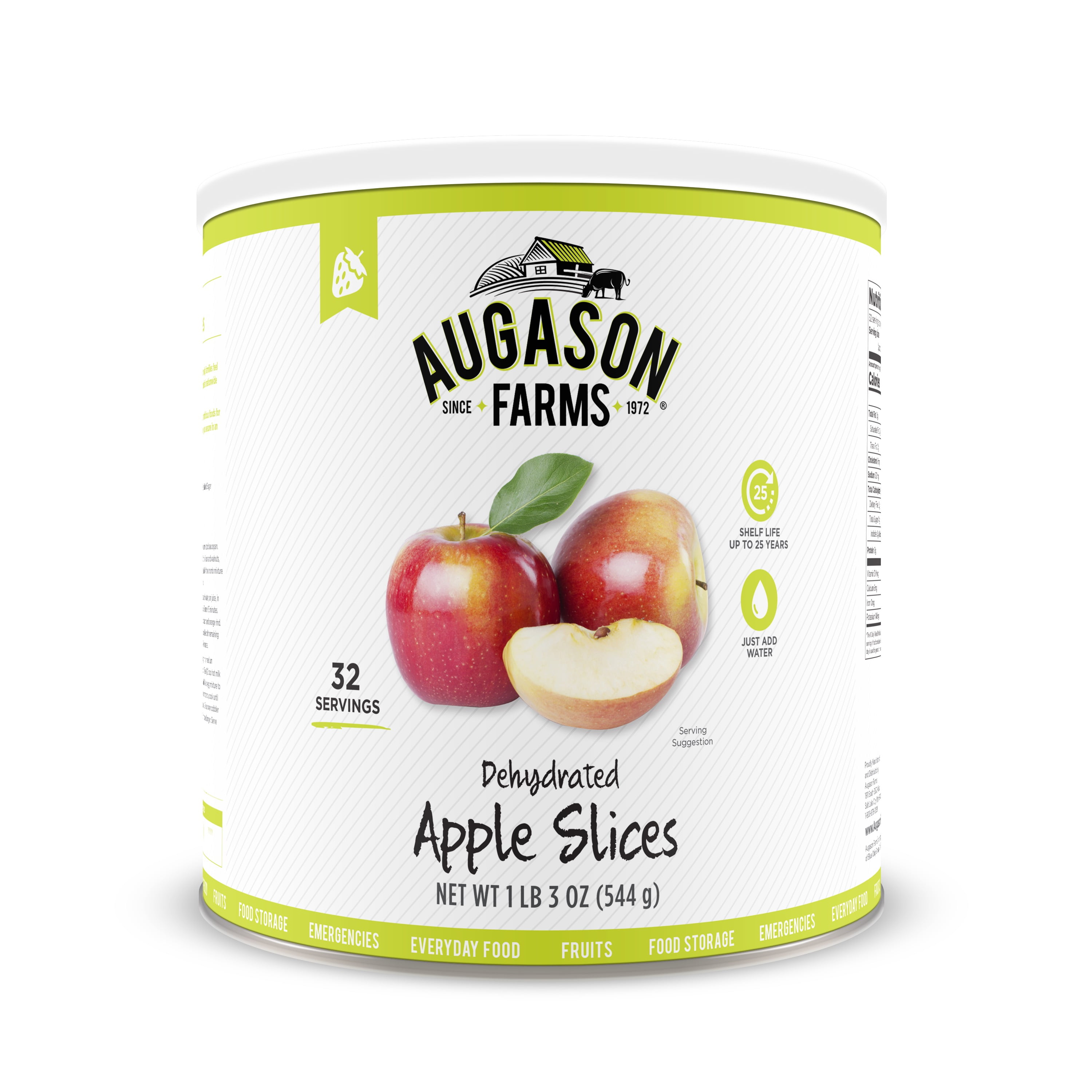 Augason Farms Dehydrated Apple Slices, 1 lb 3 oz, No. 10 Can, 25 Year ...