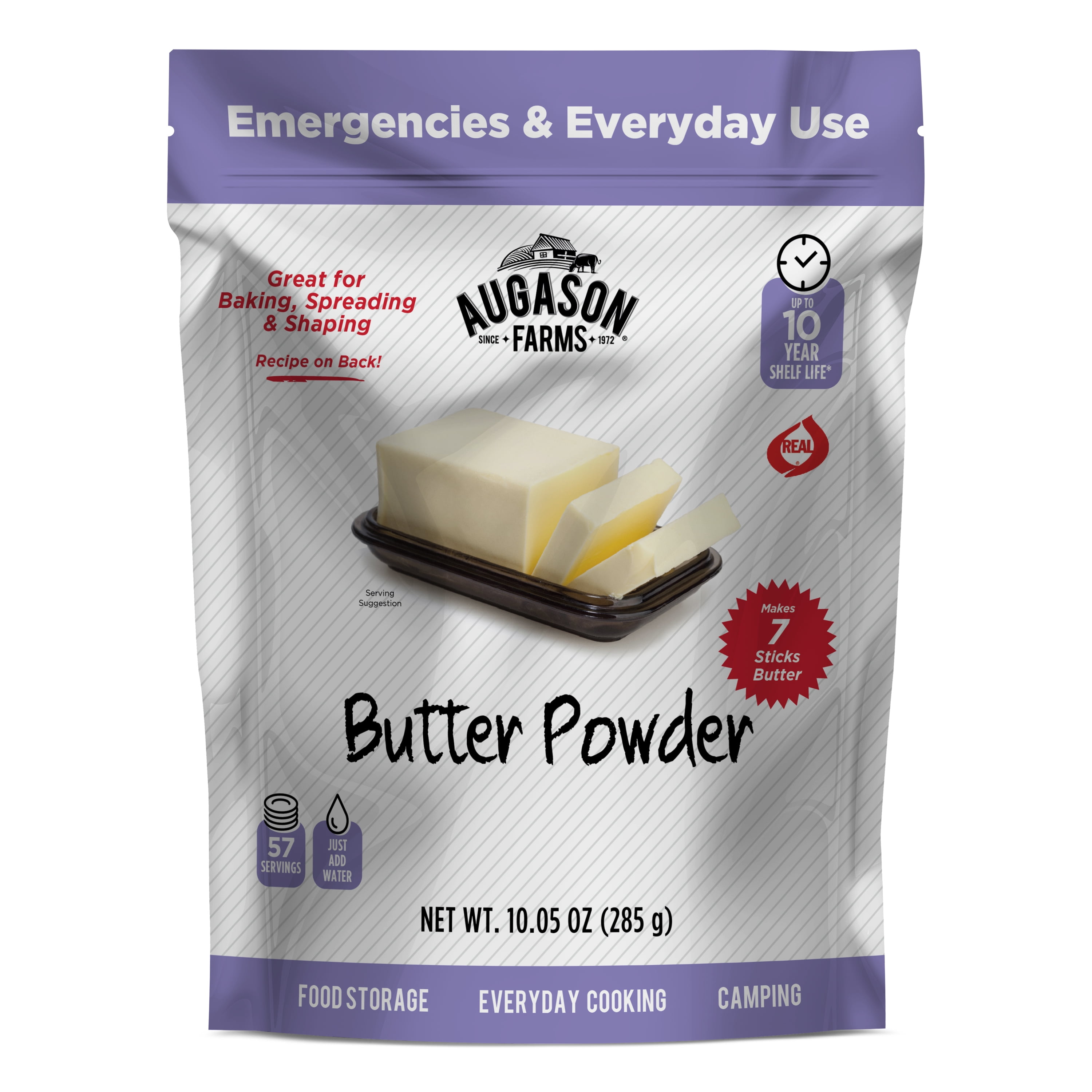 Augason Farms Dehydrated Butter Powder, Instant, 10 oz, Resealable ...