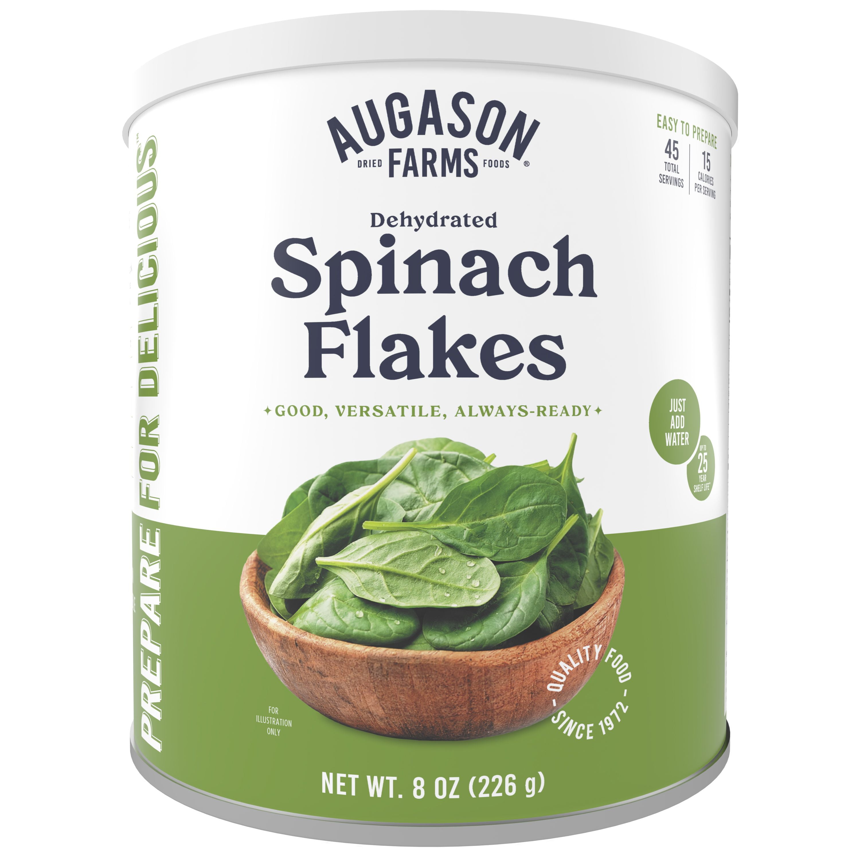 Dehydrated Spinach Flakes Emergency Food Supply, 45 Servings, 25 Year ...