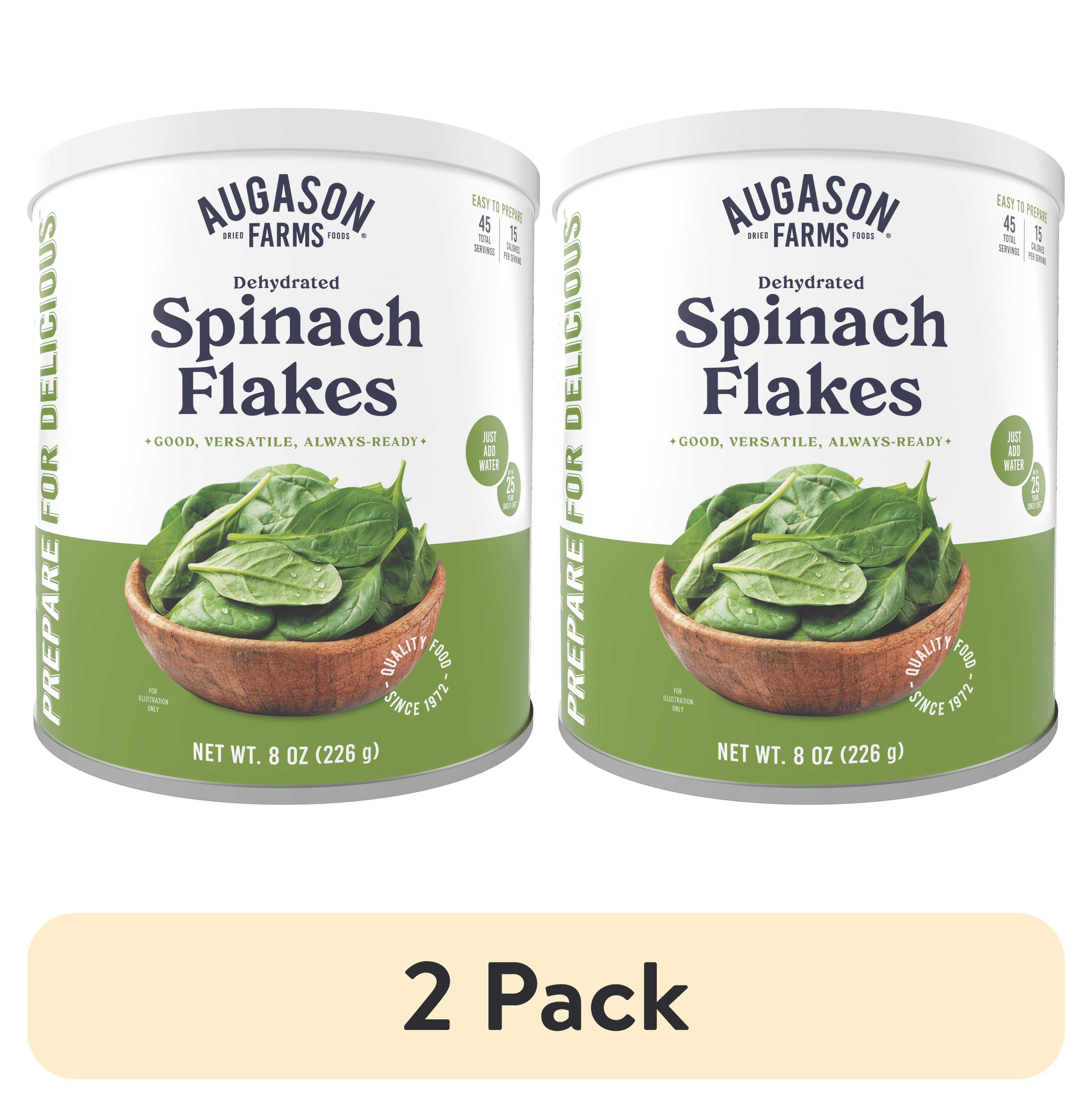 (2 pack) Augason Farms Dehydrated Spinach Flakes 8 oz No.10 Can ...
