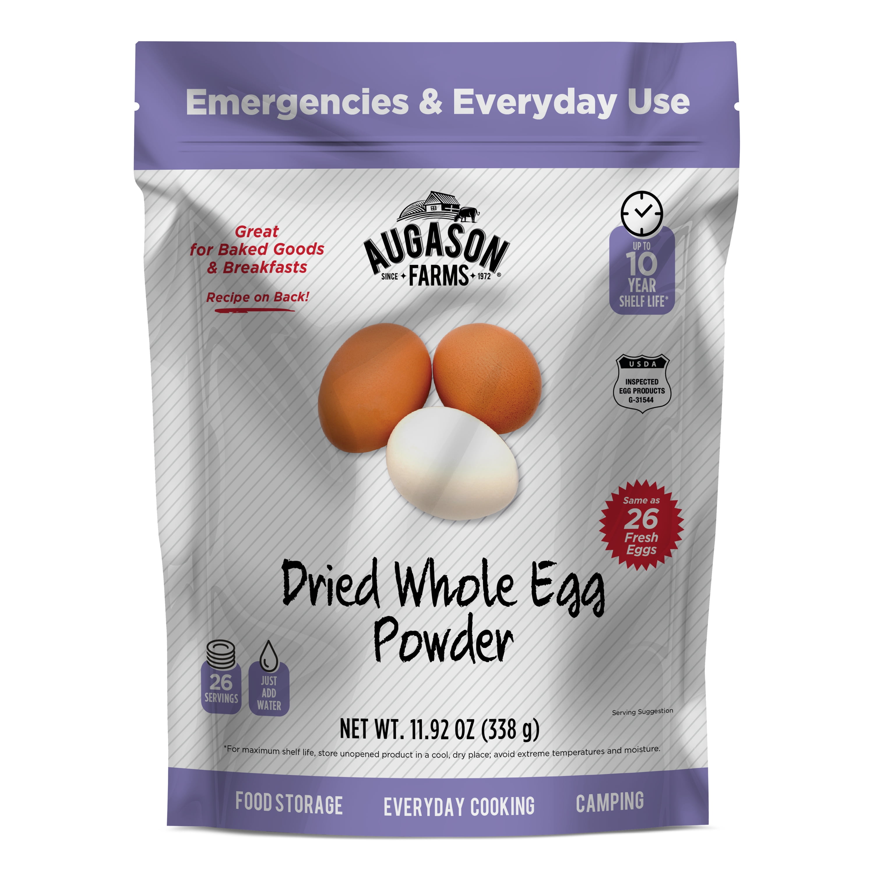 Augason Farms Dried Whole Egg Powder Resealable Pouch Emergency Food ...