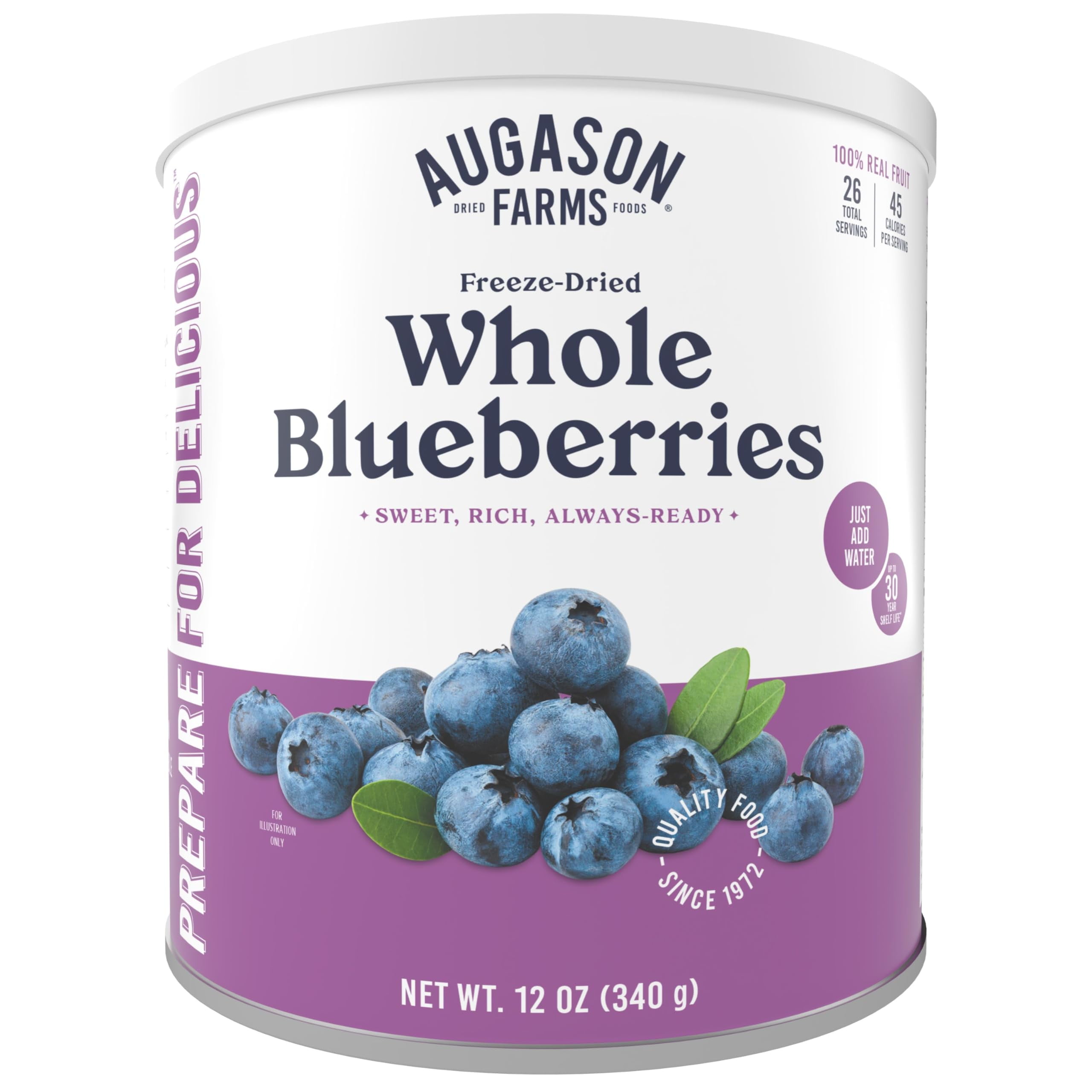 Augason Farms Freeze Dried YPF5 Whole Blueberries 12 oz No. 10 Can ...