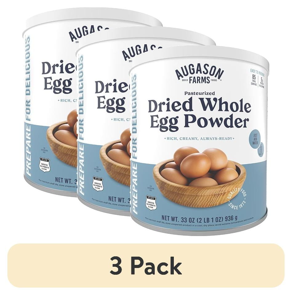 (3 pack) Augason Farms Gluten Free, Dried Whole Powdered Eggs, 2 lbs- 1 ...