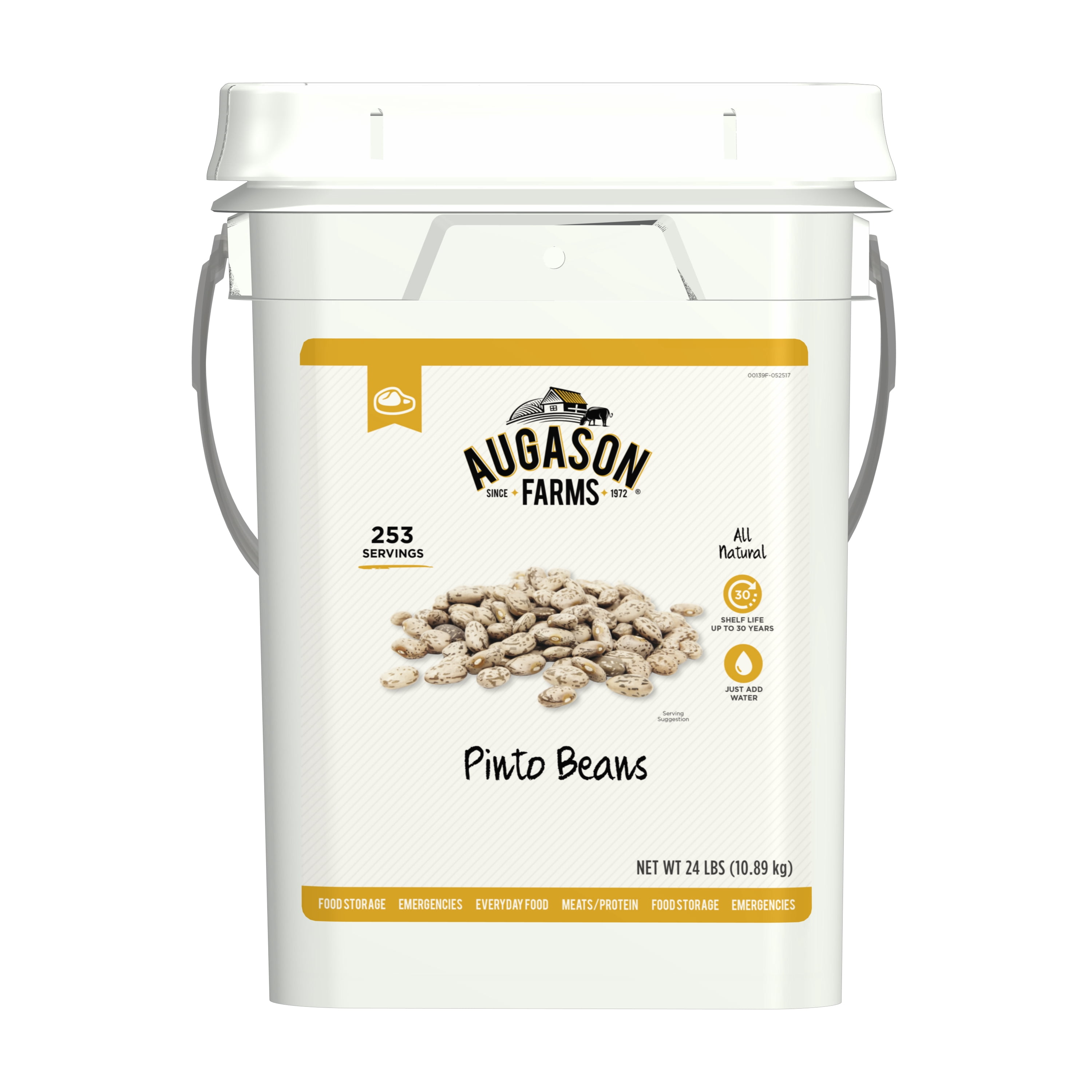 Augason Farms Pinto Beans, Emergency Food, 24 lb Tub - Walmart.com