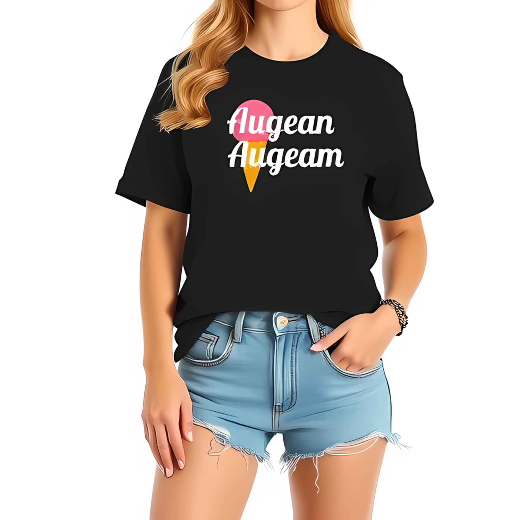 Augean Retro Ice Cream Graphic Cotton Short Sleeve T-Shirt for Women ...