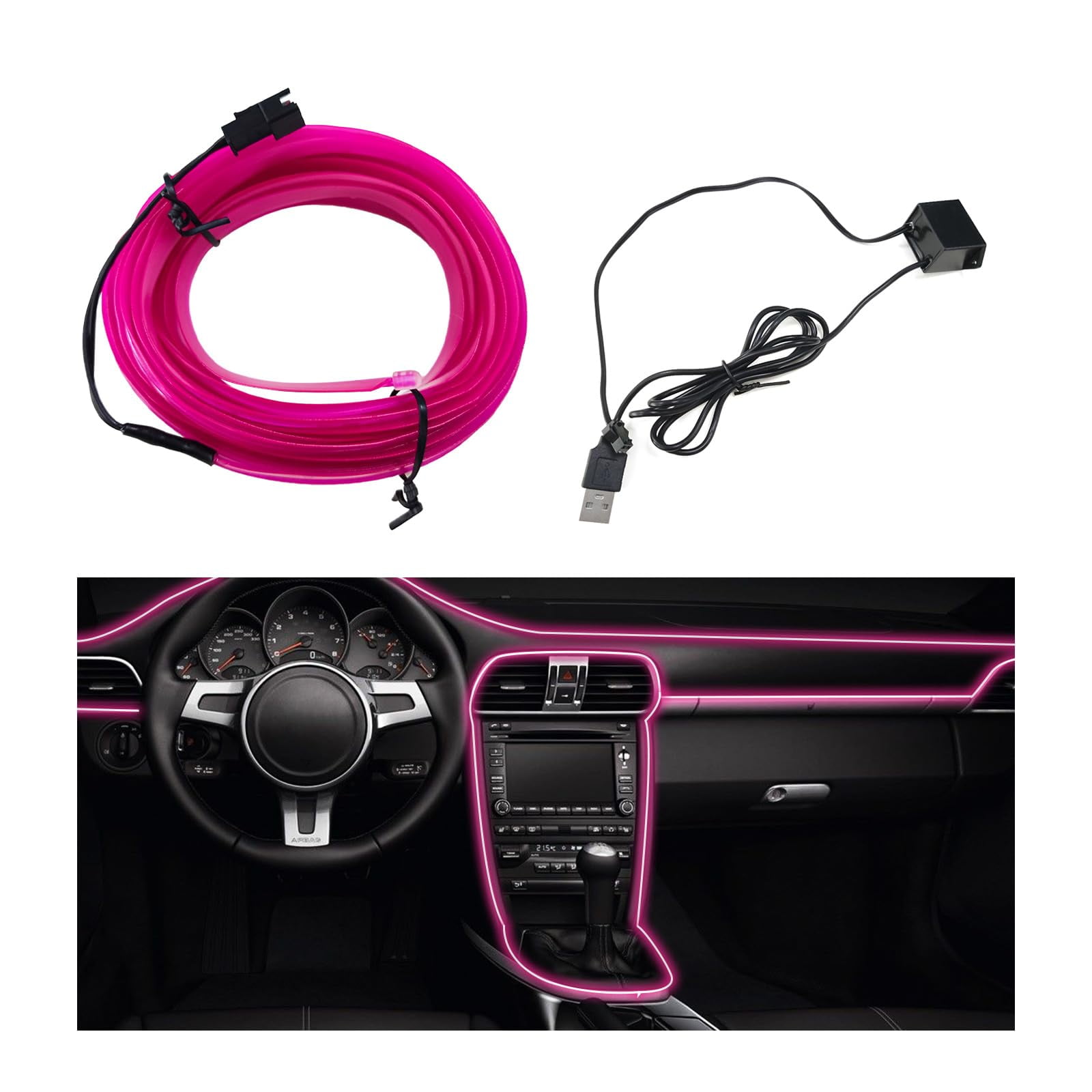 Augeny 16 Ft EL AIF4 Wire Interior Car LED Strip Lights, USB Neon ...
