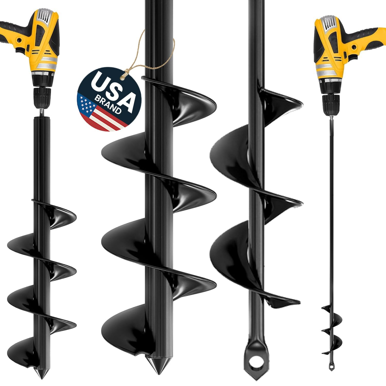 Auger Drill Bit for Planting 2 Pack 1.6 x 16 Inch & 3.5 x 16 Inch Set ...