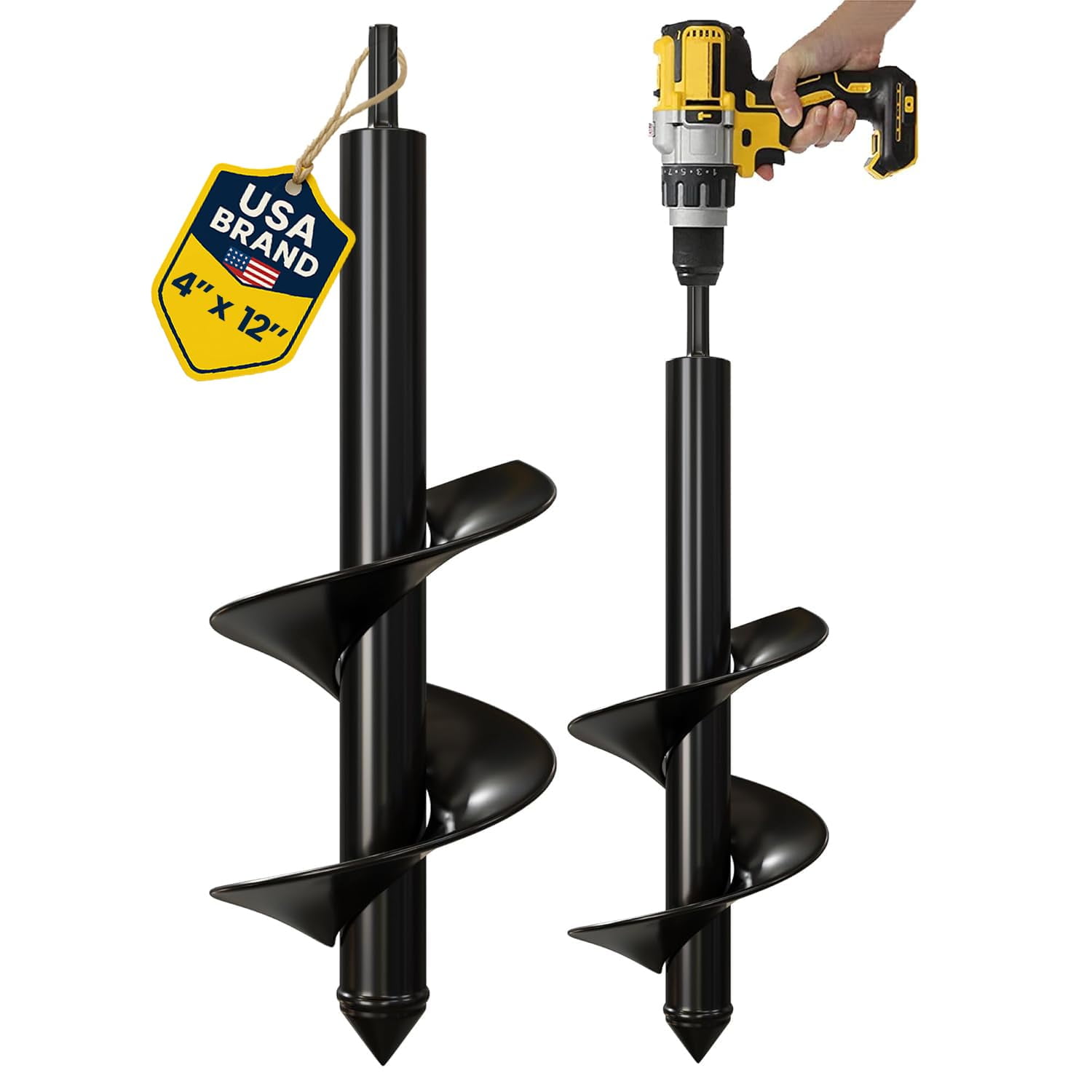 Auger Drill Bit for Planting – 4 x 12 Inch - Garden Spiral Hole Drill ...
