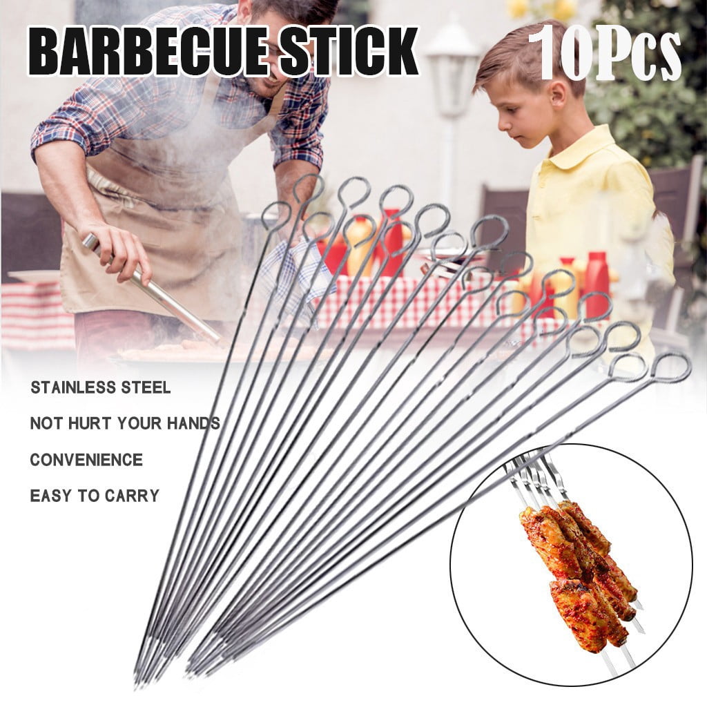 Augper BBQ Stainless Steel Shish Kabob Skewers Barbecue Stick Grilling ...