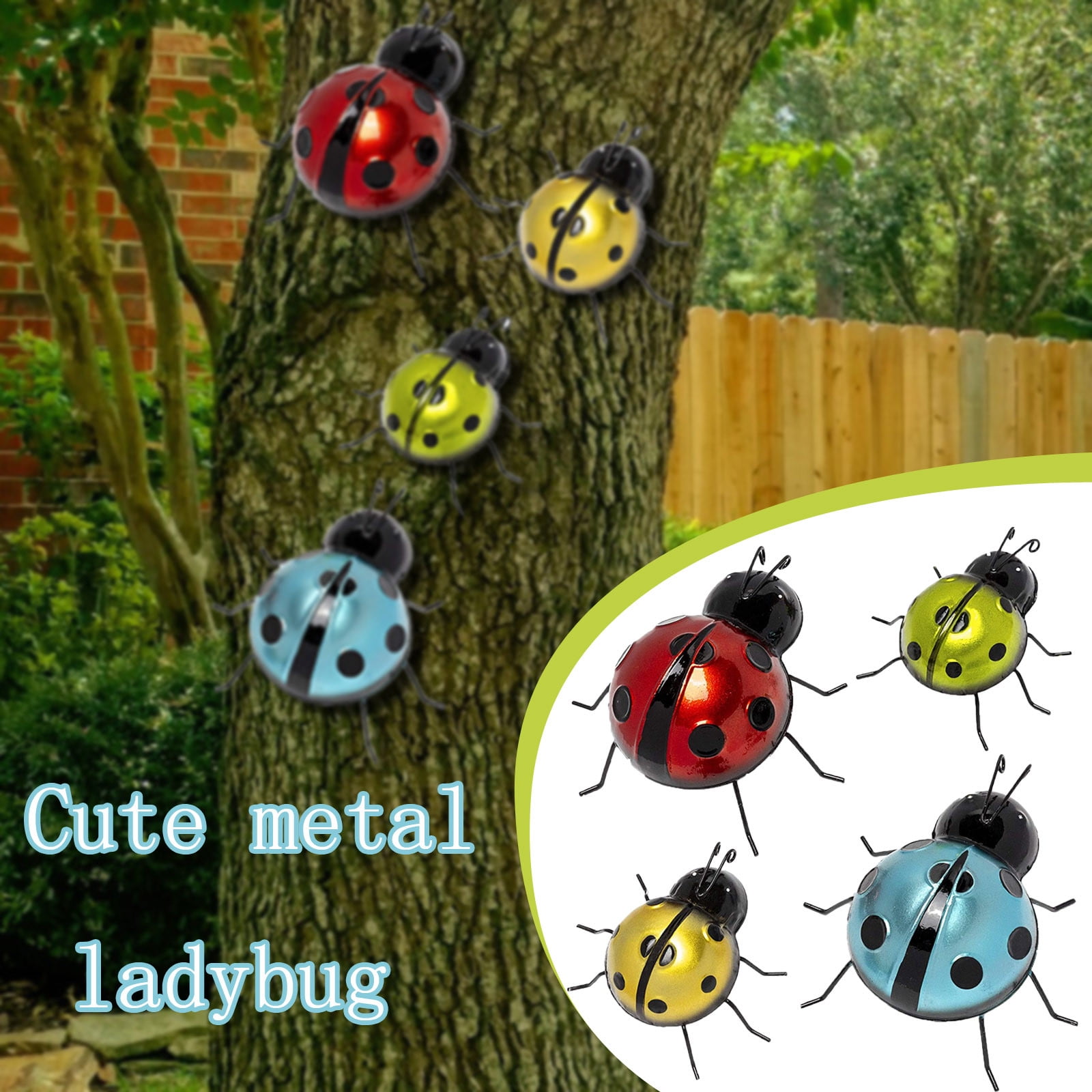 Augper Clearance 4PC Garden Beetle Art Outdoor Garden Decor Backyard Metal Animal Decoration ...