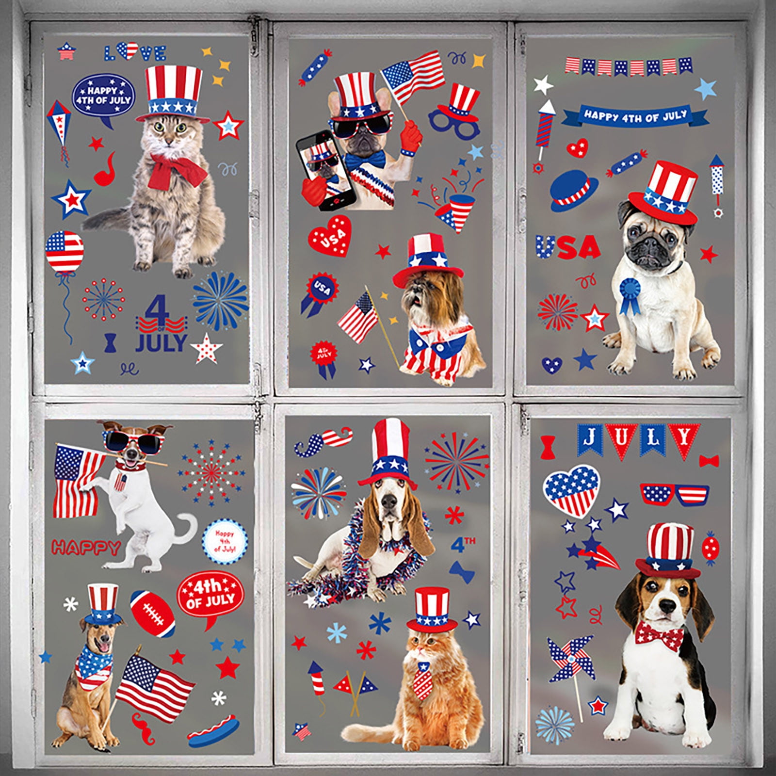 Augper Clearance 97 Pcs Flag Window Clings 4th of July Independence ...