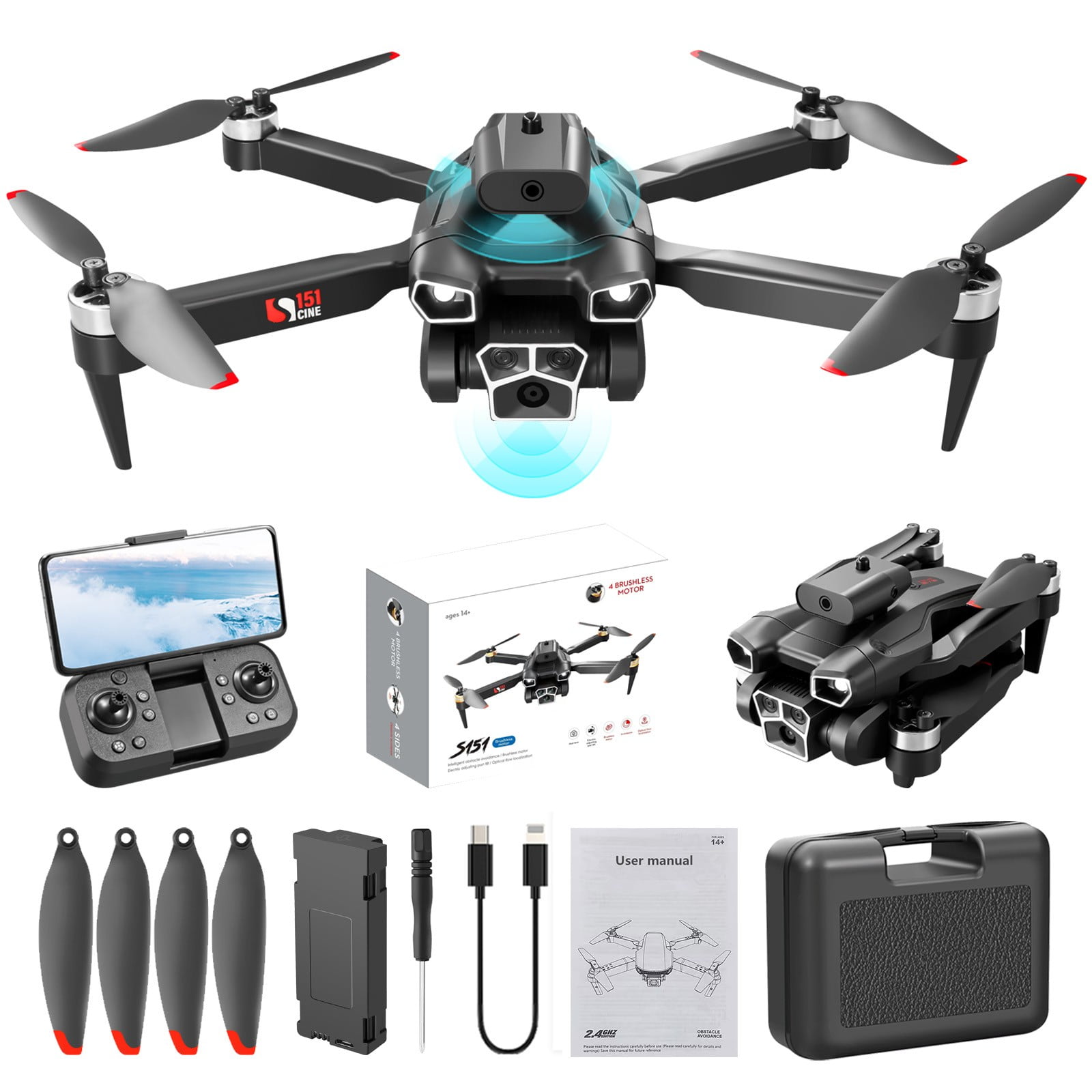 Augper Clearance Brushless Motor Drones With 5 Cameras - Wind ...