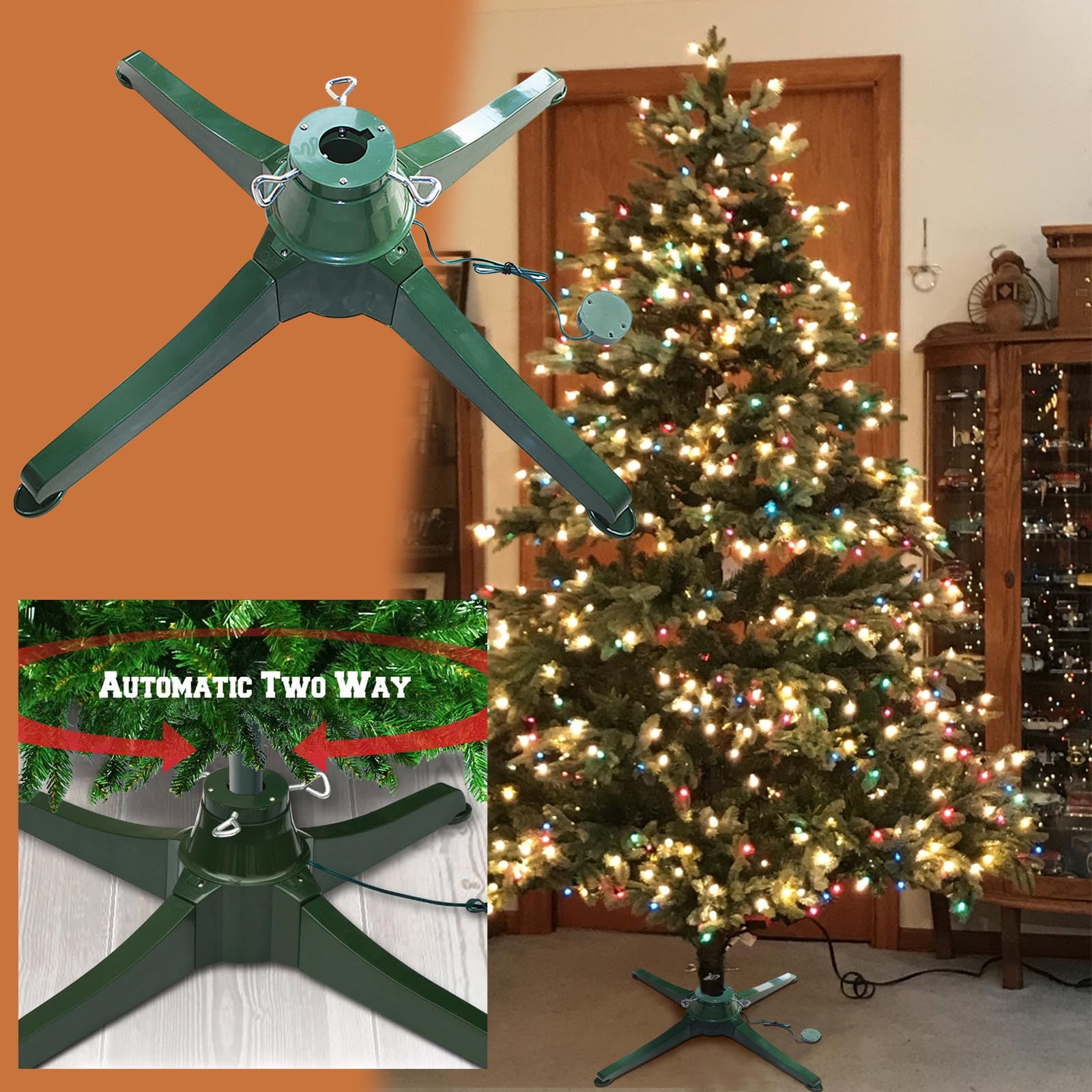 Augper Clearance Christmas Large Tree Electric Rotating Base, Two-Way ...