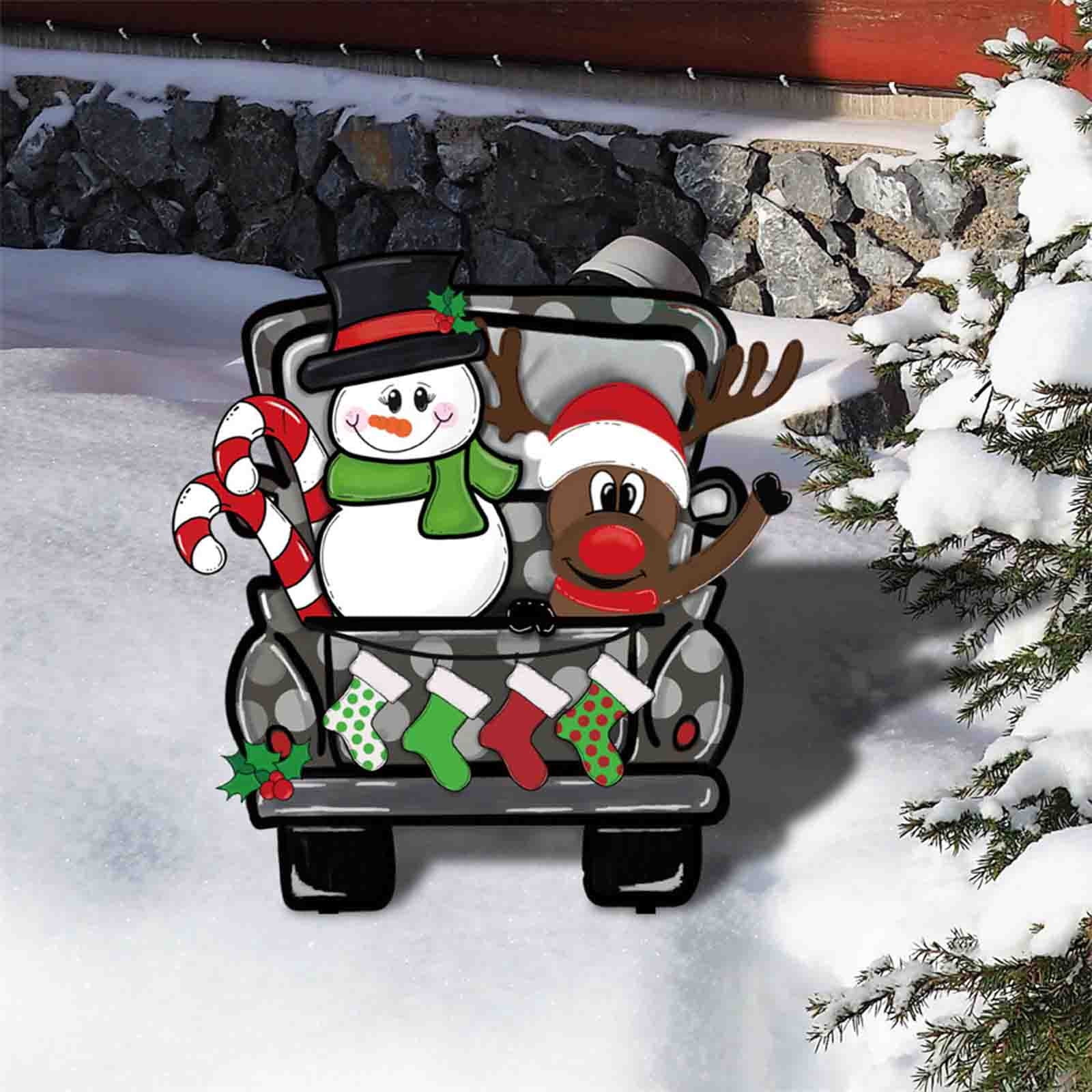 Augper Clearance Christmas Snowman Snow Gauge Garden Stake, Christmas ...