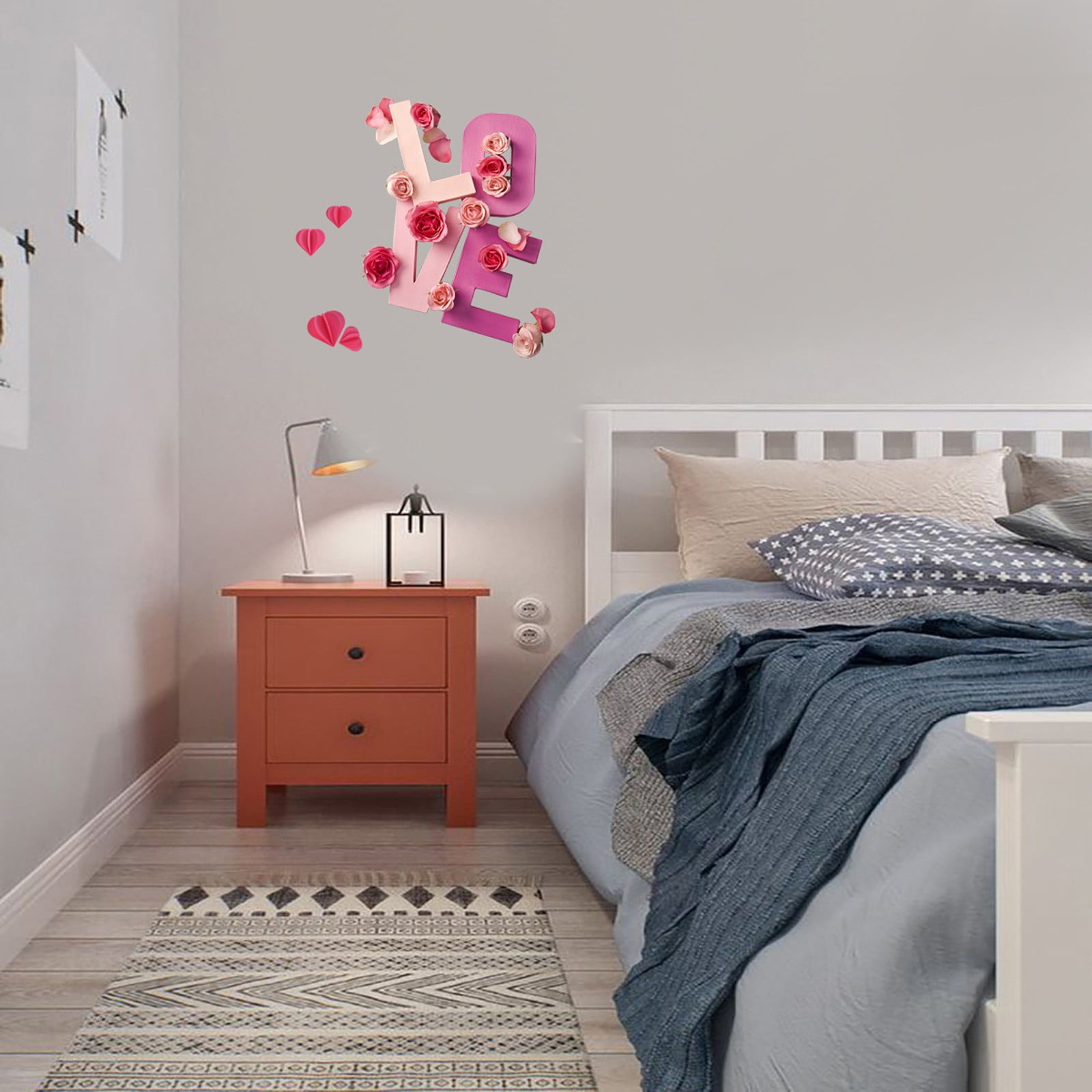 Augper Clearance Decalmile Romantic Red Rose Flower Wall Stickers ...