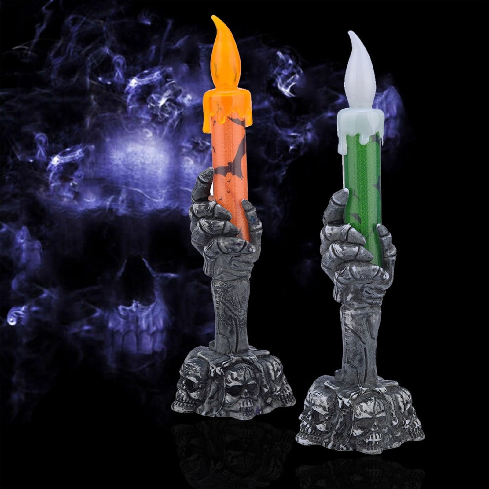 Augper Clearance Halloween Skeleton Hands Lighted Candle, Flameless ...