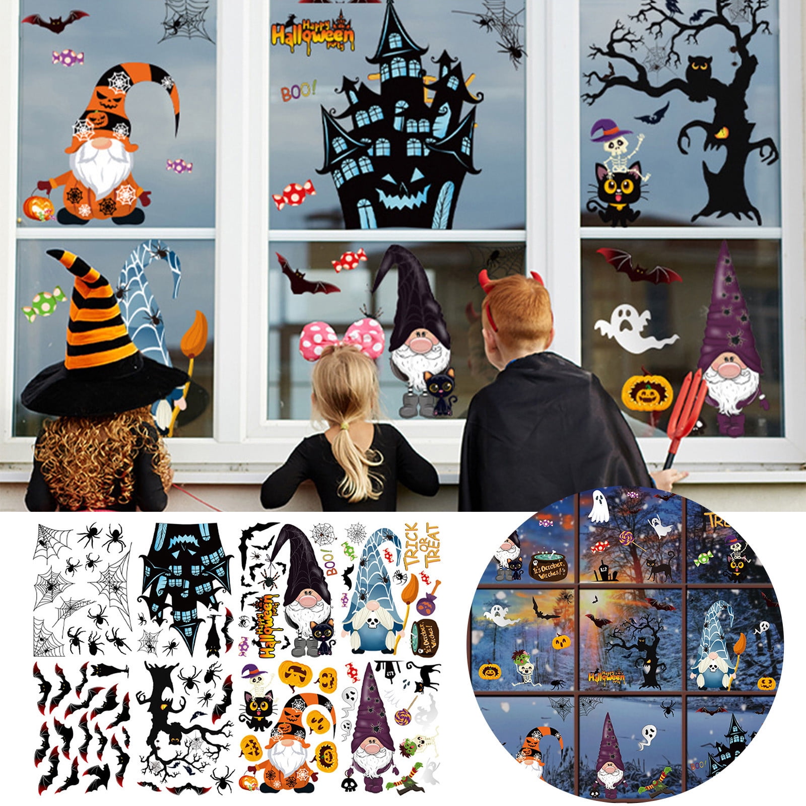 Augper Clearance Halloween Window Clings Decals Removable Halloween ...