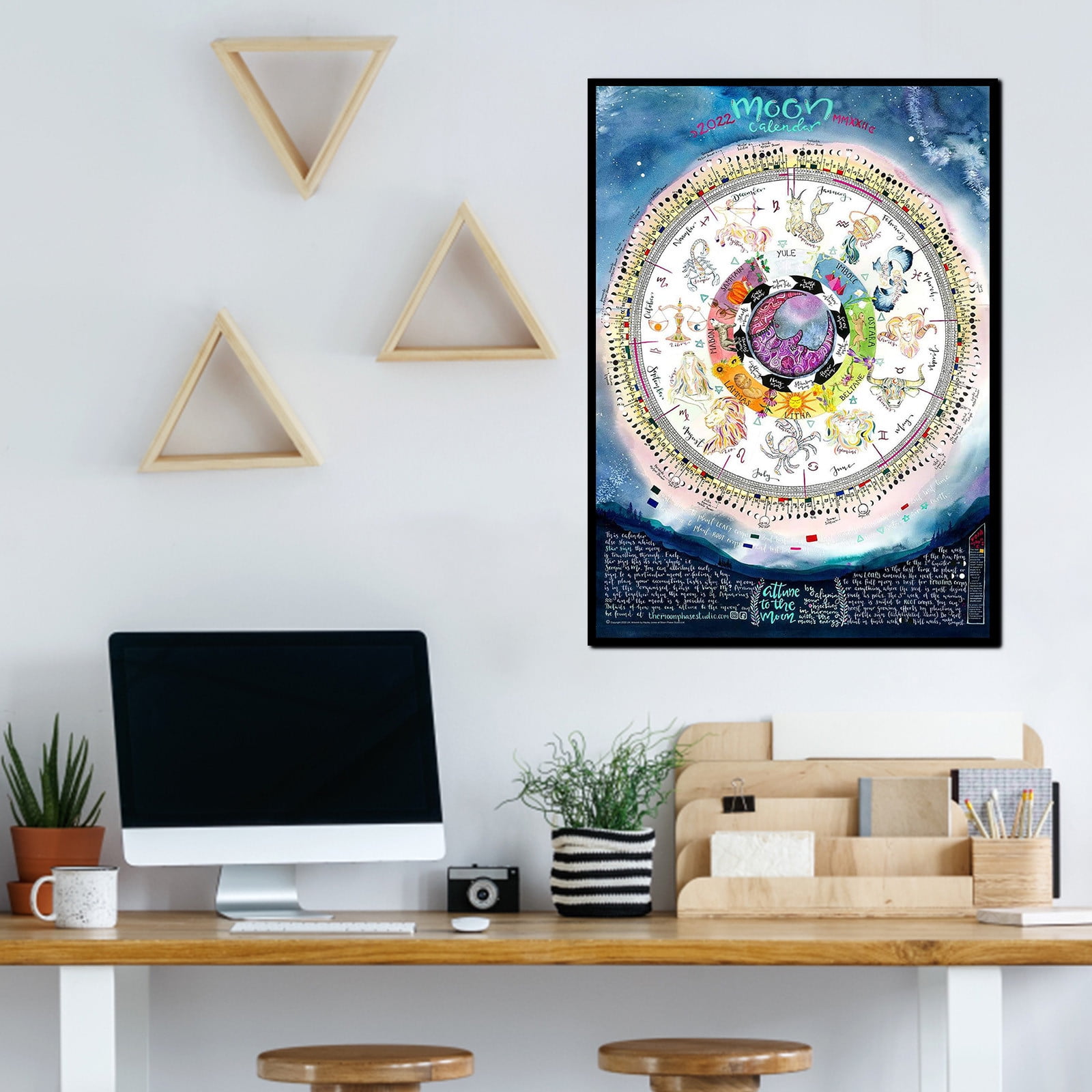 Augper Clearance Hanging Moon Calendar,Moon Turntable Calendar,Moon ...