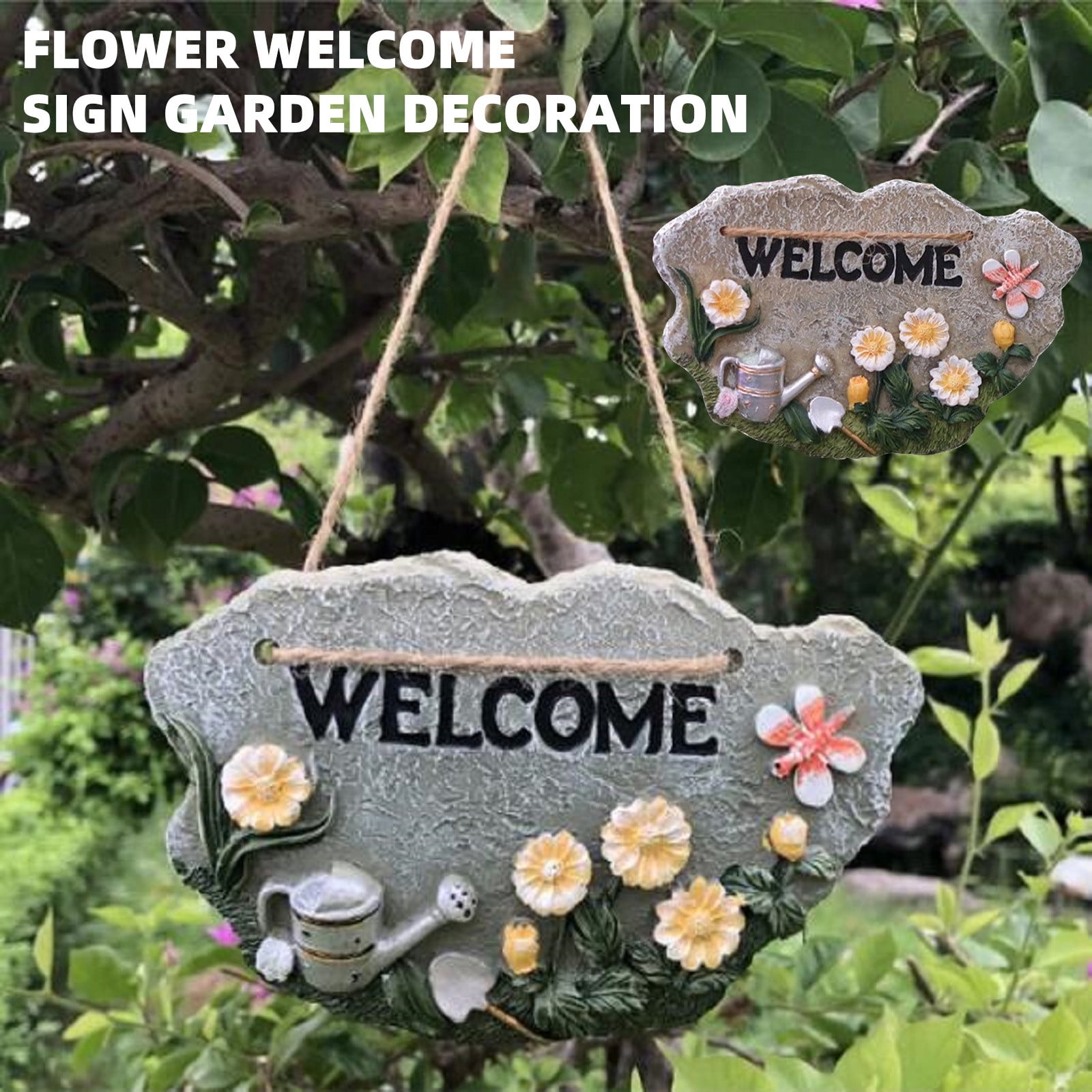 Augper Clearance Outdoor Garden Resin Welcome Signs, Welcome to My ...