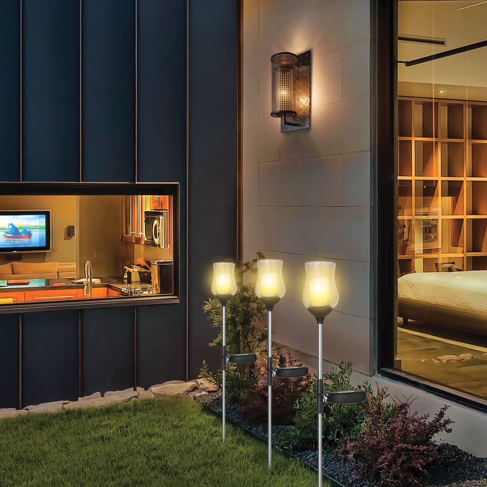 Augper Clearance Outdoor Solar Wall Lights, Land-Scape Spotlights ...