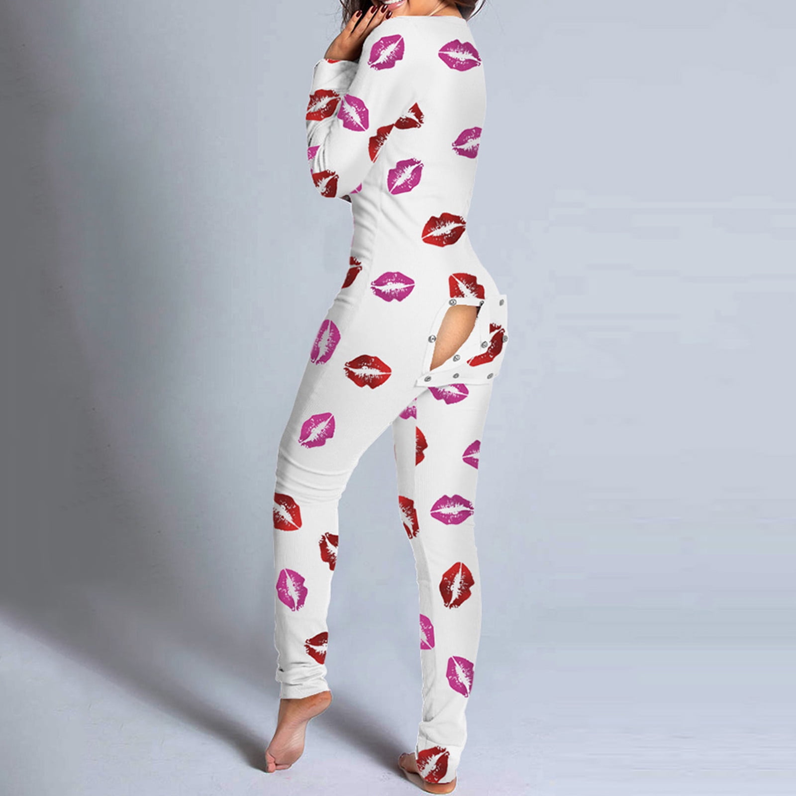 Augper Functional Buttoned Flap Adults Pajamas For Women Sexy Jumpsuits