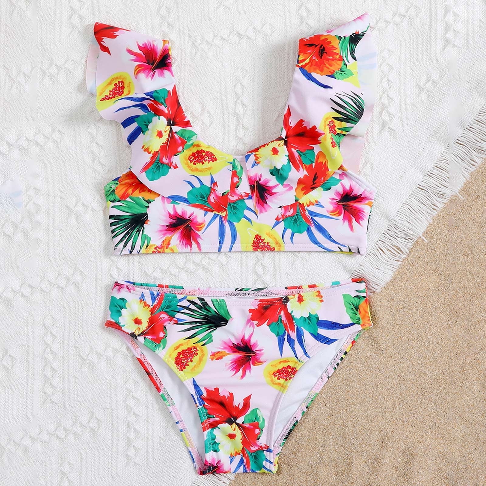 Augper Girls Swimwear Children's Swimsuit Long Sleeve Print Swimsuit ...